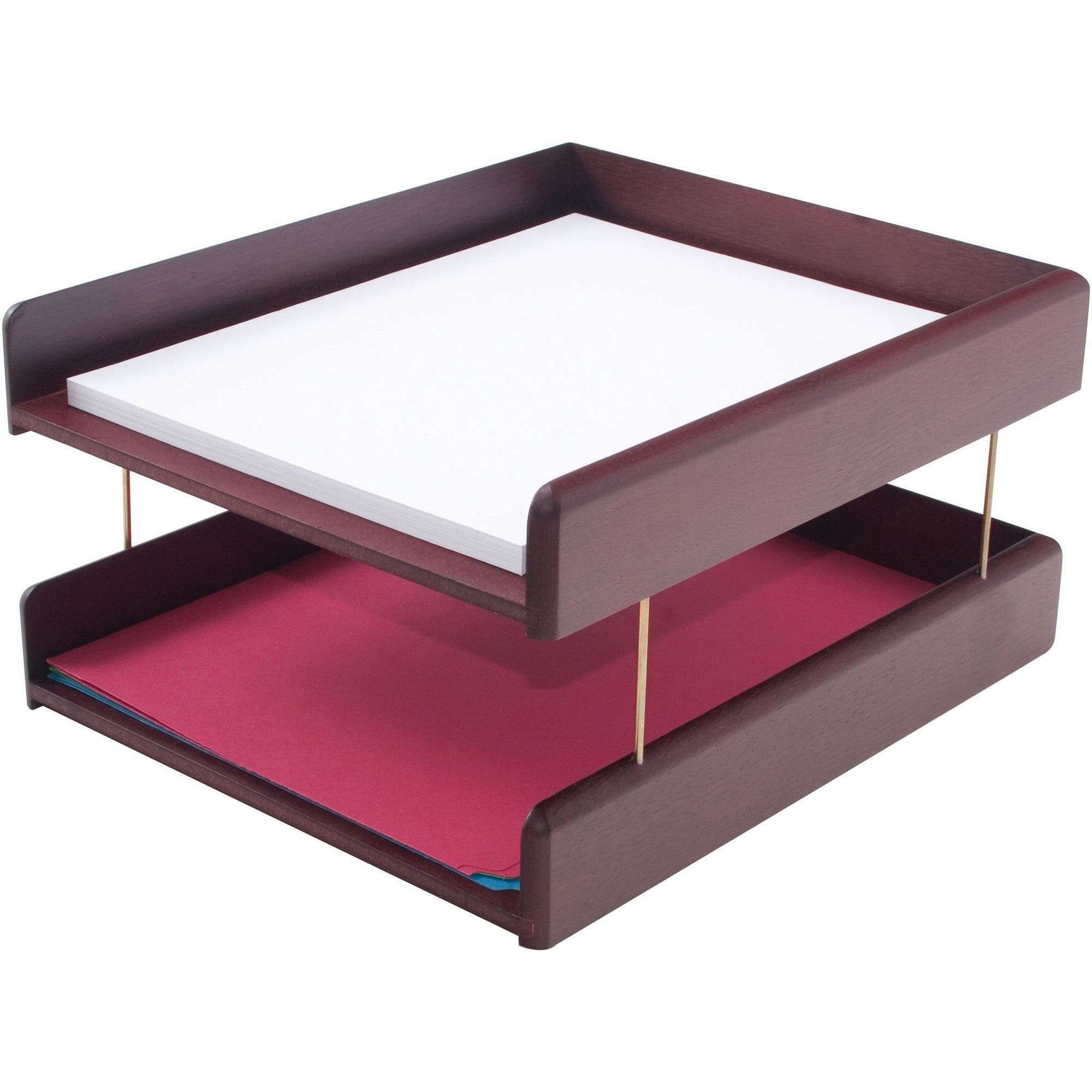Carver Hardwood Double Letter Desk Tray, Two Tier, Mahogany - Walmart.com