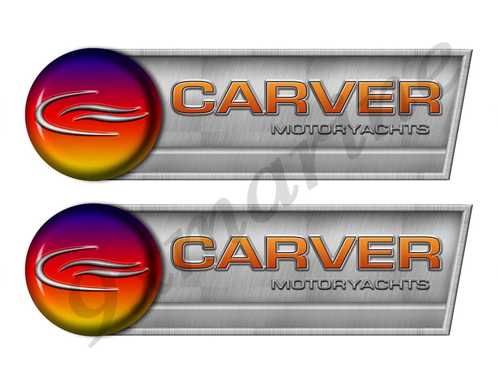 Carver Motoryacht Retro Sticker set - 10"x3". Remastered Name Plate ...