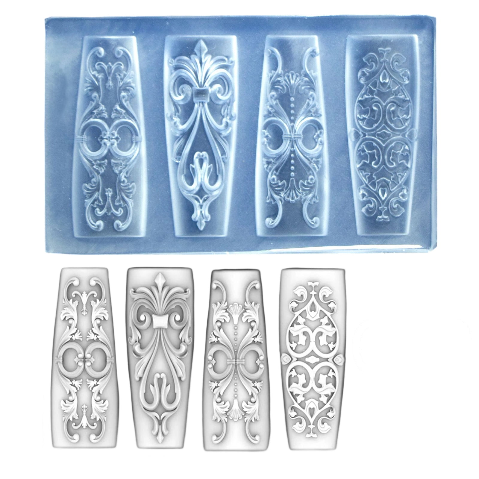 Carving Flower Nails Art Mold Silicone Template for Crafting Floral ...