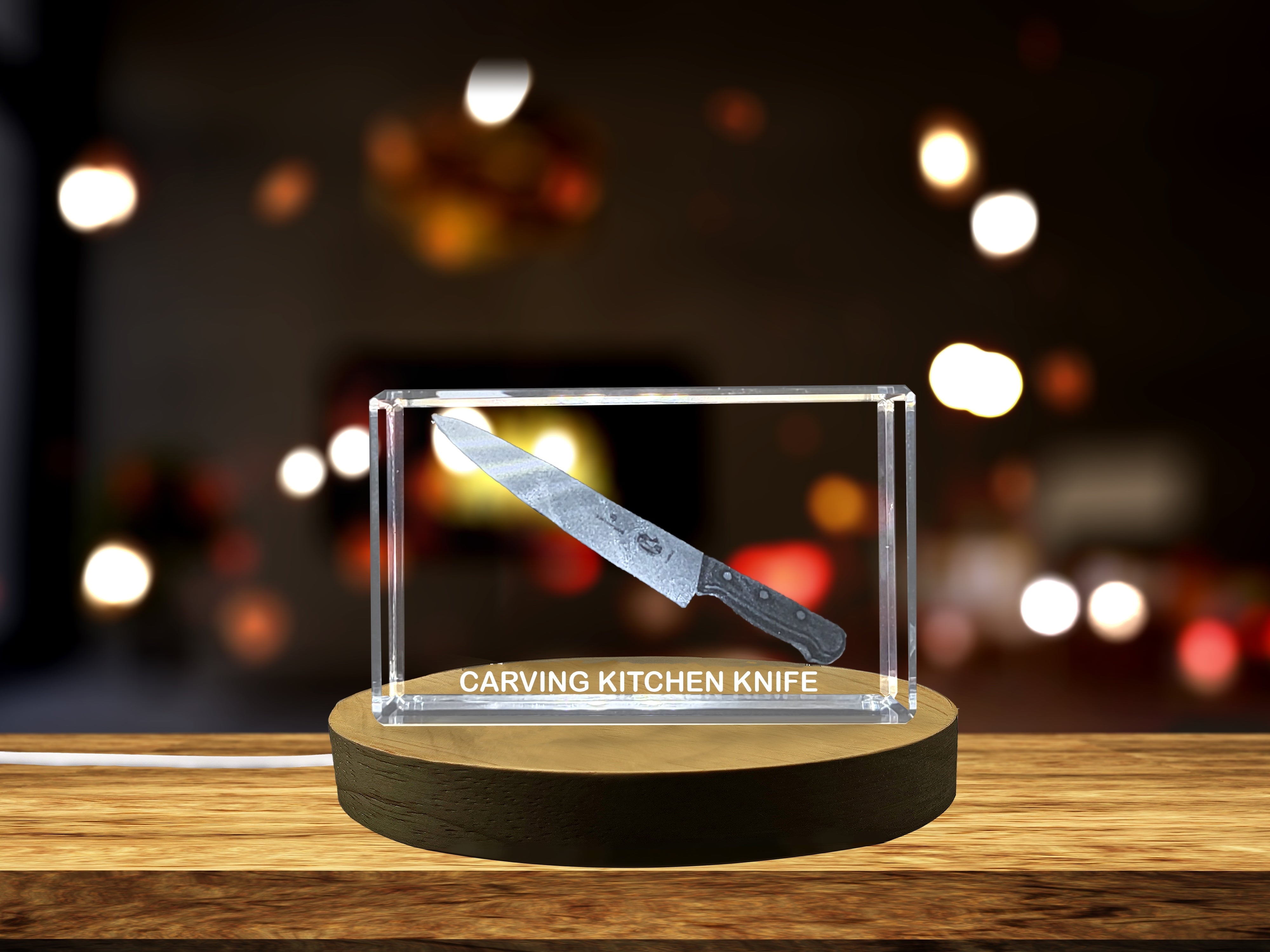 Carving Kitchen Knife Immortalized in 3D Engraved Crystal A&B Crystal ...