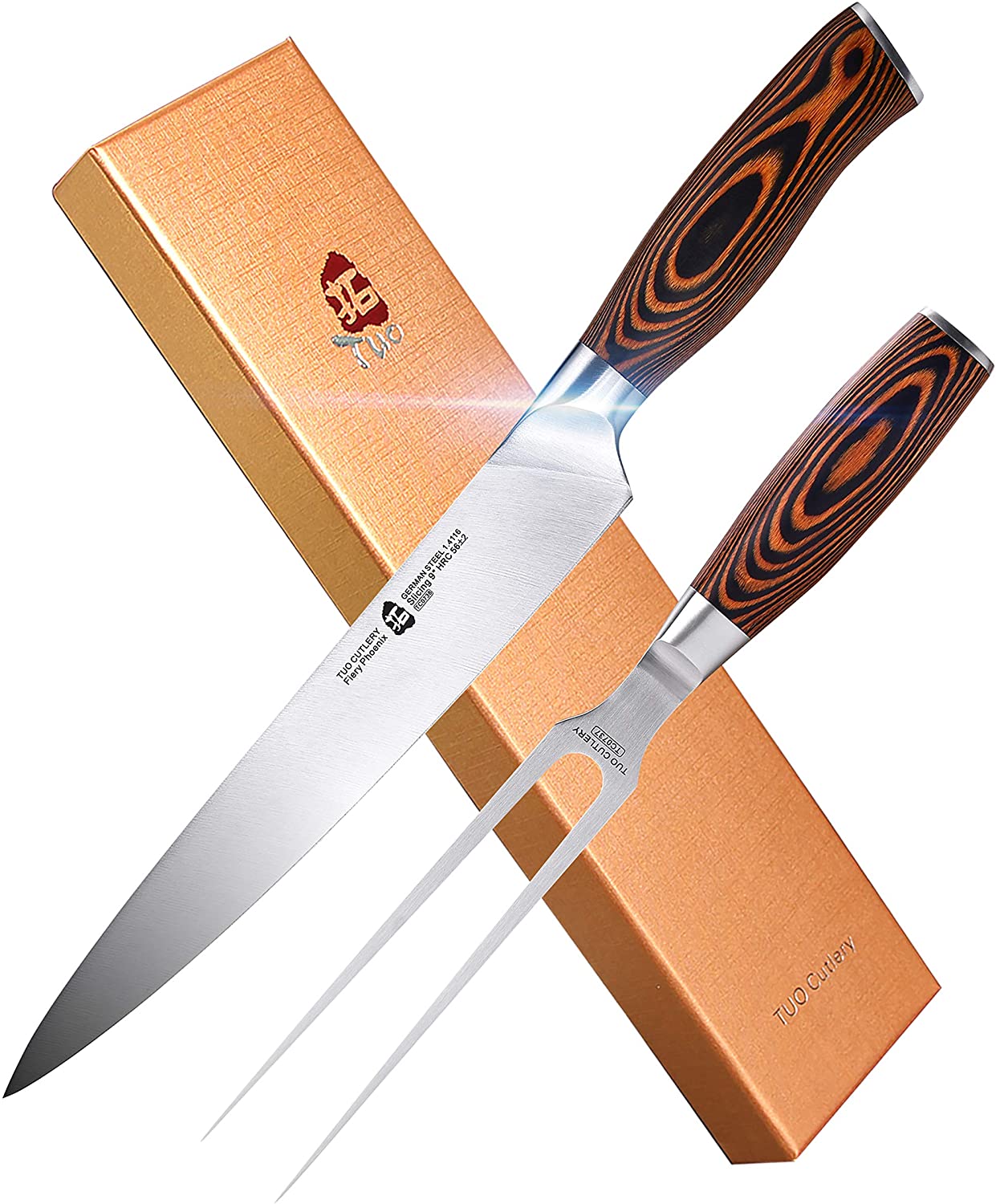 Carving Set - 9" Carving Knife & 7" Fork - Professional 2 Pcs Meat ...