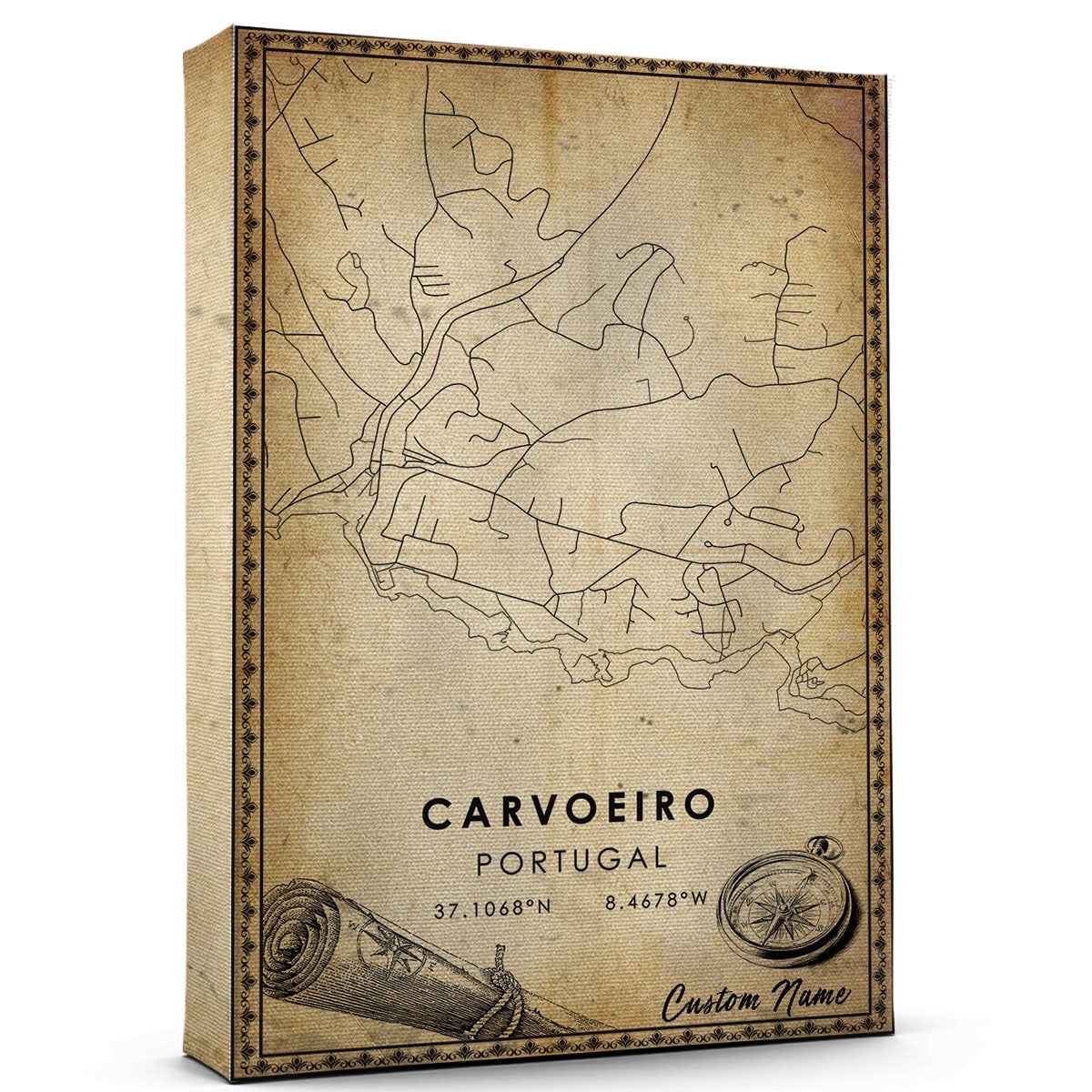 Carvoeiro Map Poster, Portugal Map Art Poster, Canvas, Carvoeiro Map ...