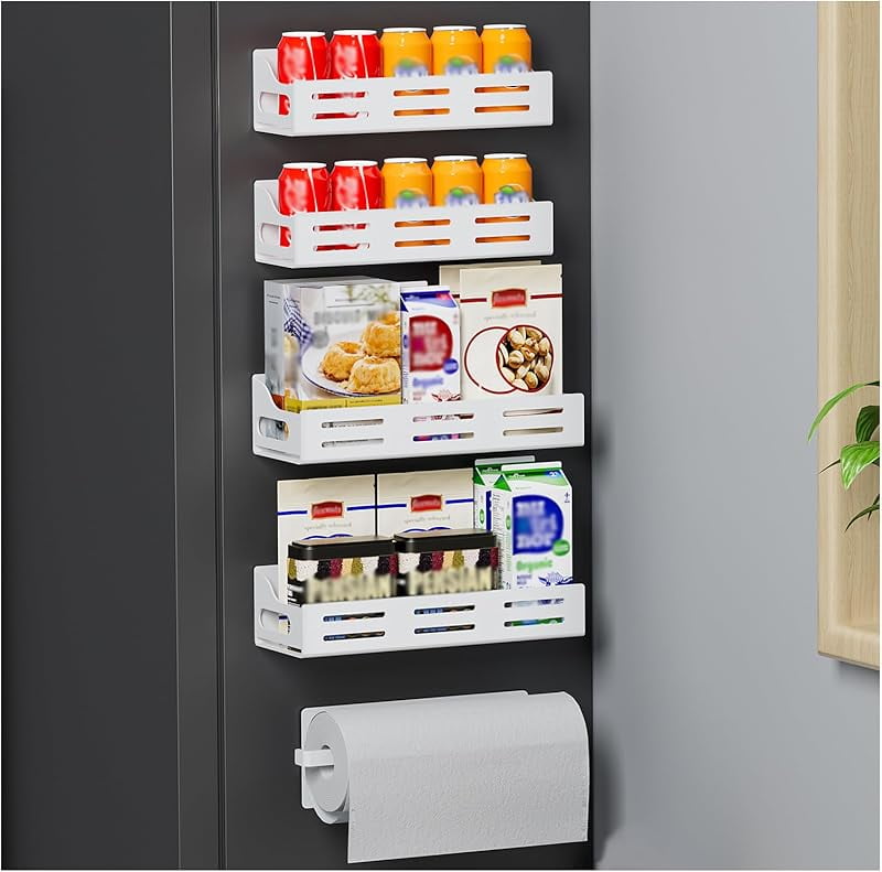 Carwiner 5 Pack Magnetic Spice Rack for Refrigerator with Paper Towel ...