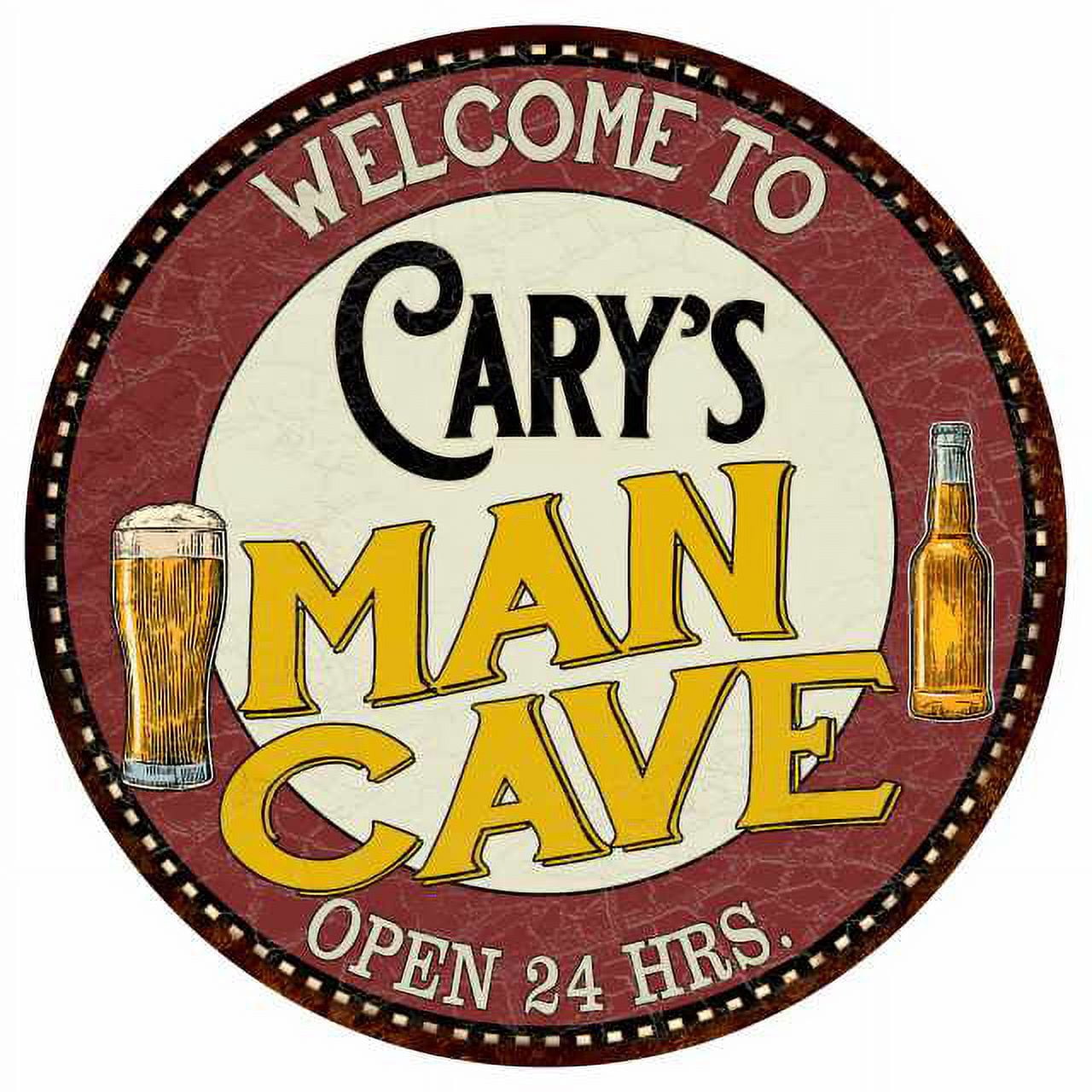 Cary's Man Cave 12" Round Metal Sign Kitchen Bar Wall Décor ...