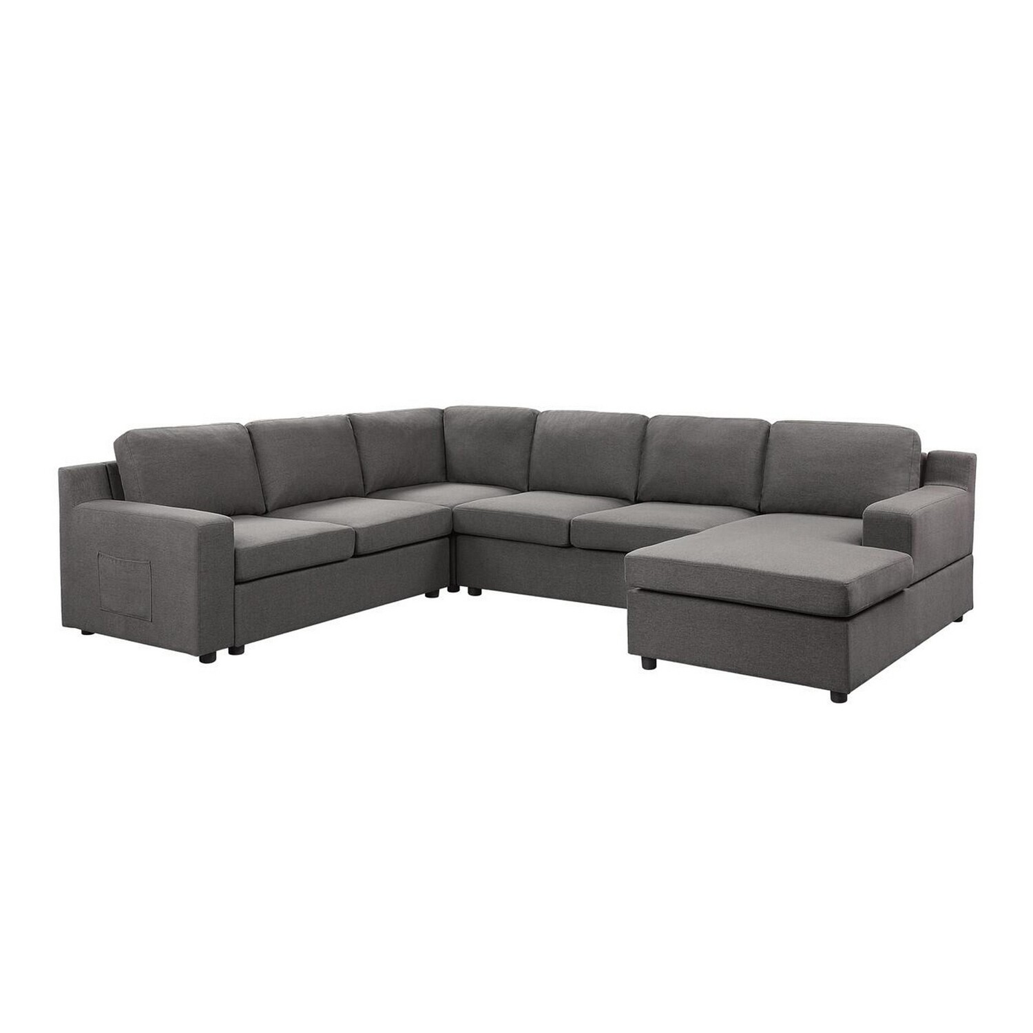 Cas 120 Inch 6 Seater U Shape Sectional Sofa with Right Arm Chaise Gray ...