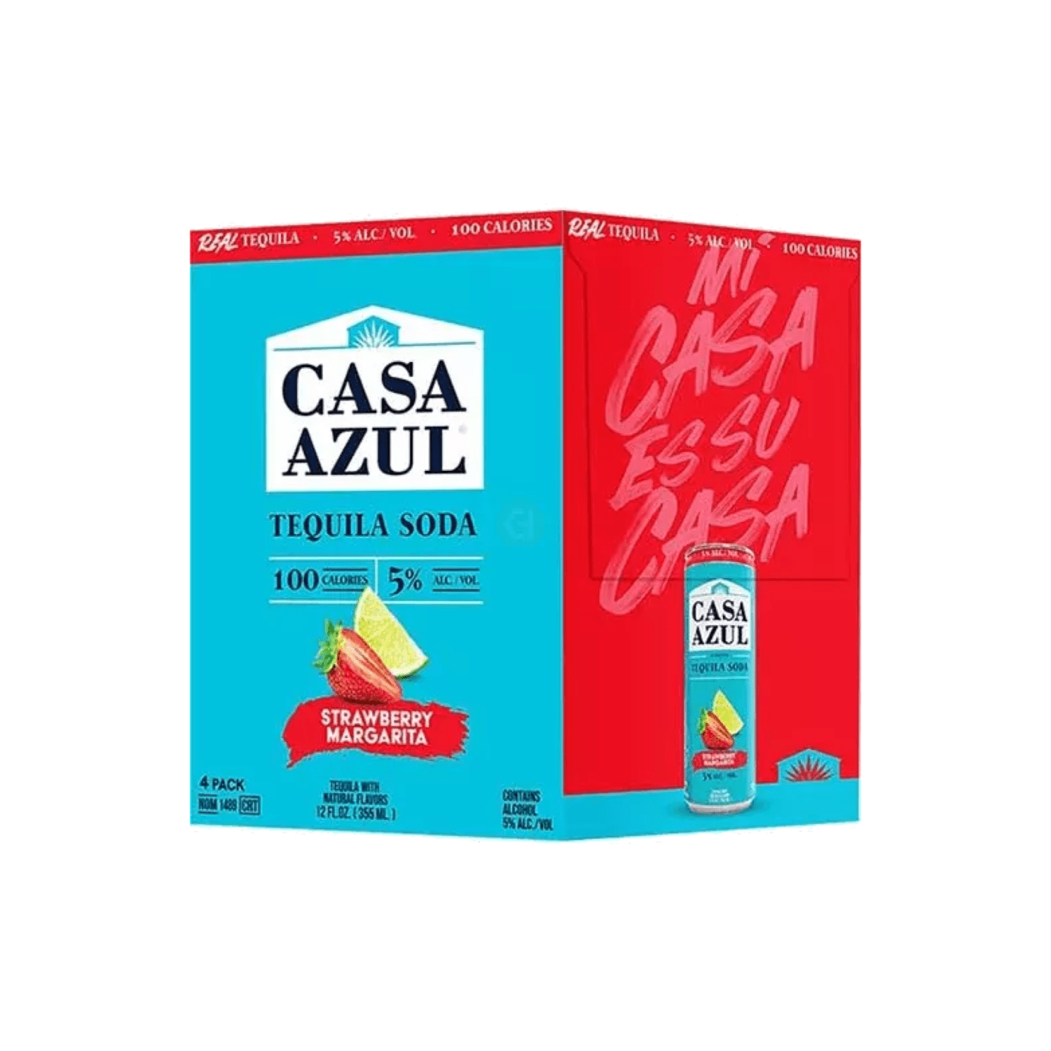 Casa Azul Strawberry Hard Soda, 12 fl oz 4 Pack Can 5% ABV - Walmart.com