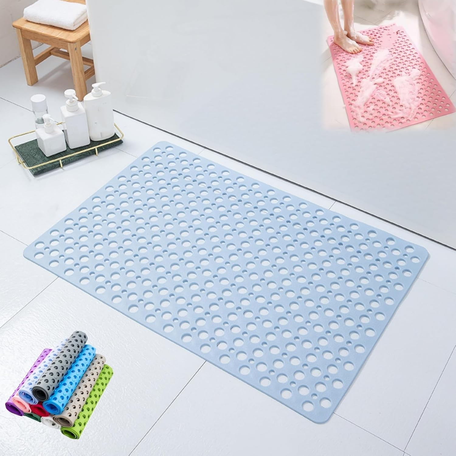 Casa and Beyond Shower Mat,Casa and Beyond Bath Mat with Suction Cups ...
