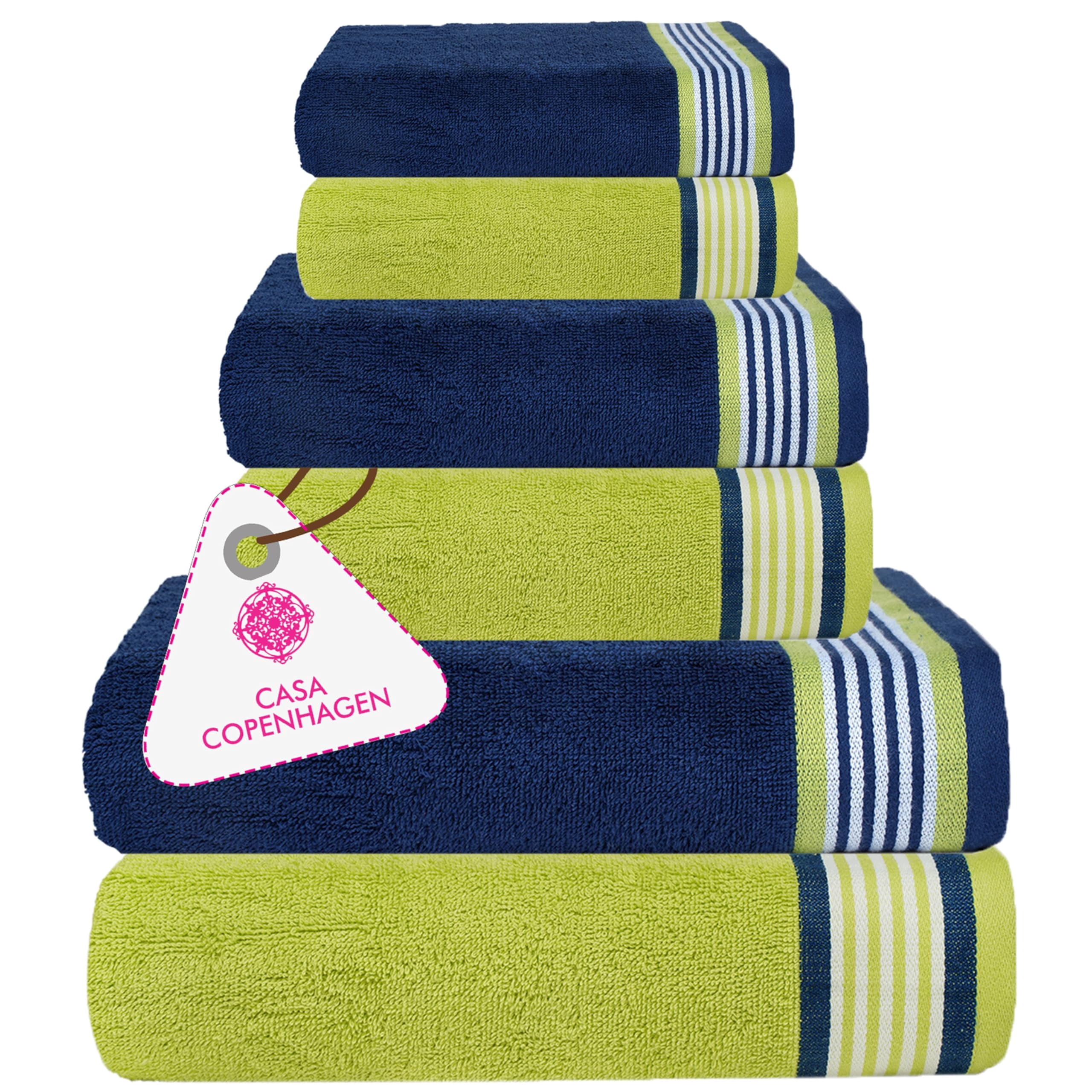 Casa Copenhagen He & She 6 Pieces Towel Set- California Blue + Green ...