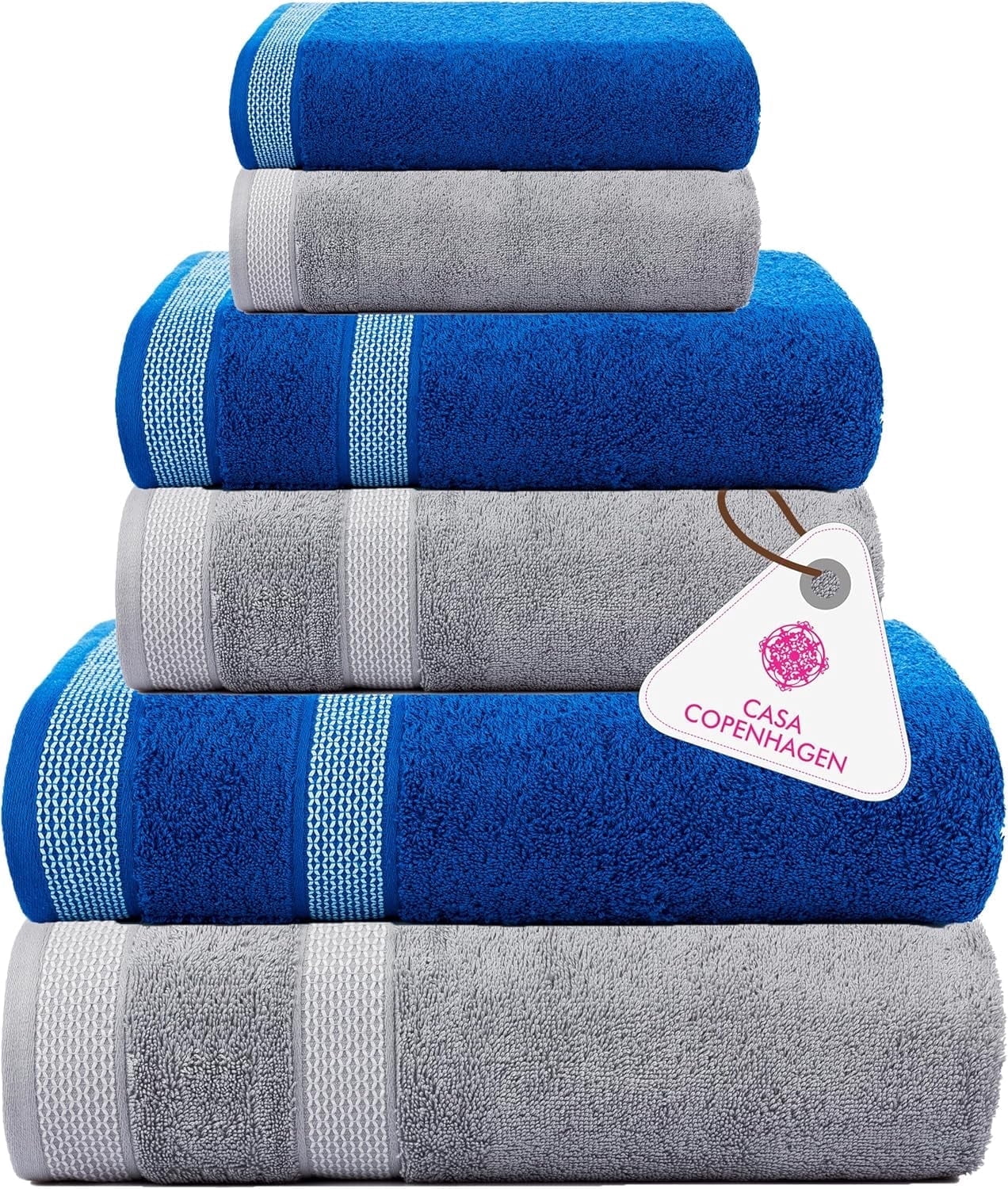 Casa Copenhagen Solitaire Mix 6 Pieces Towel Set- Grey Violet+Electric ...