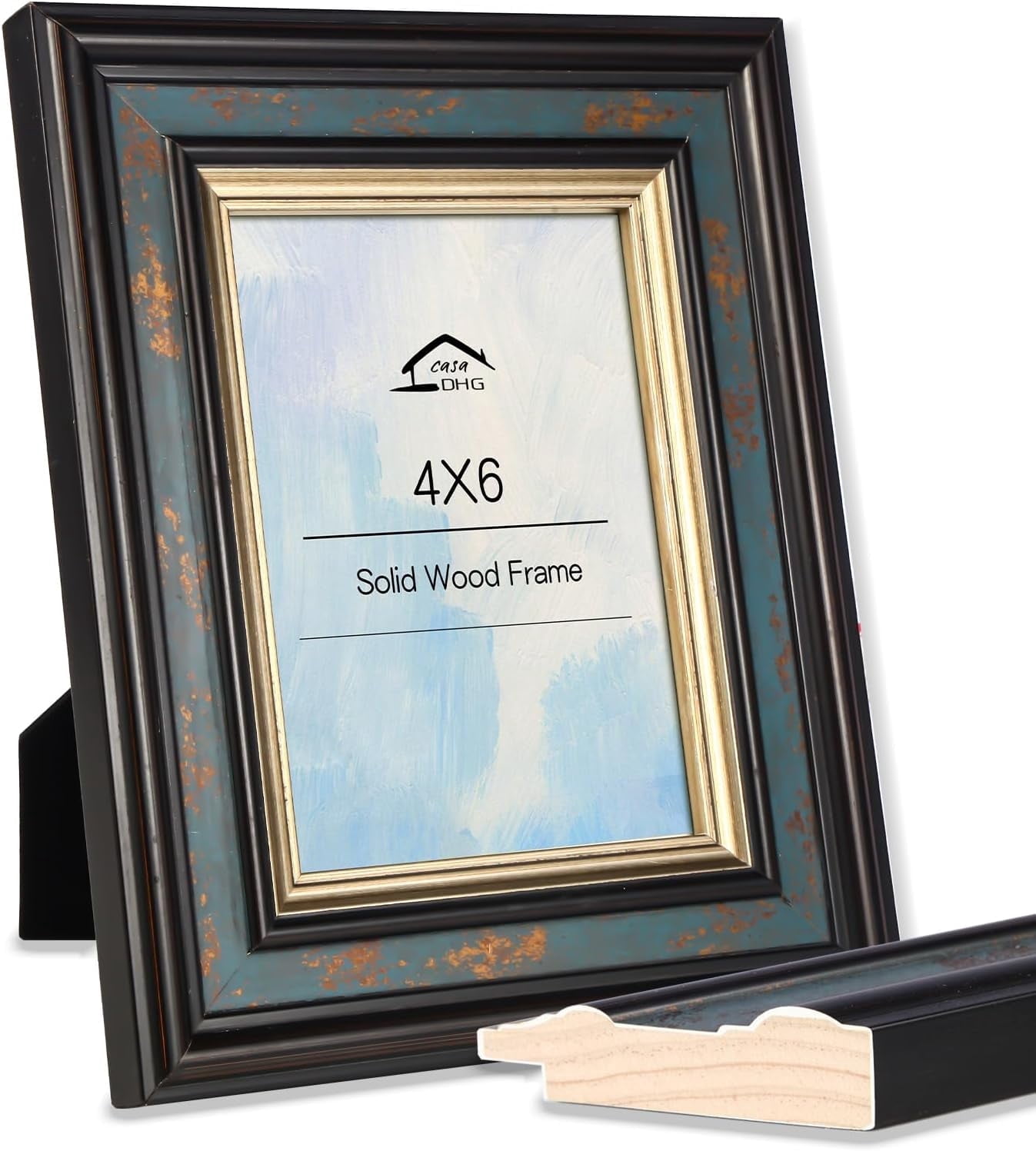 Casa DHG 4x6 Vintage Picture Frame with Glass, Wooden Photo Frame ...