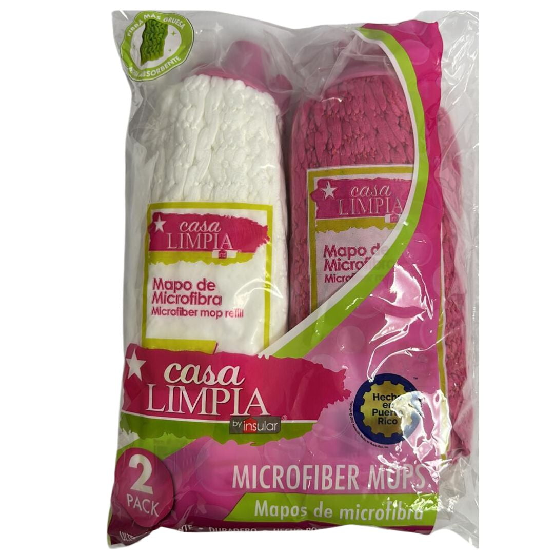 Casa Limpia Microfiber Mop Head 2-Pack for Efficient Cleaning, Made in PR - Walmart.com