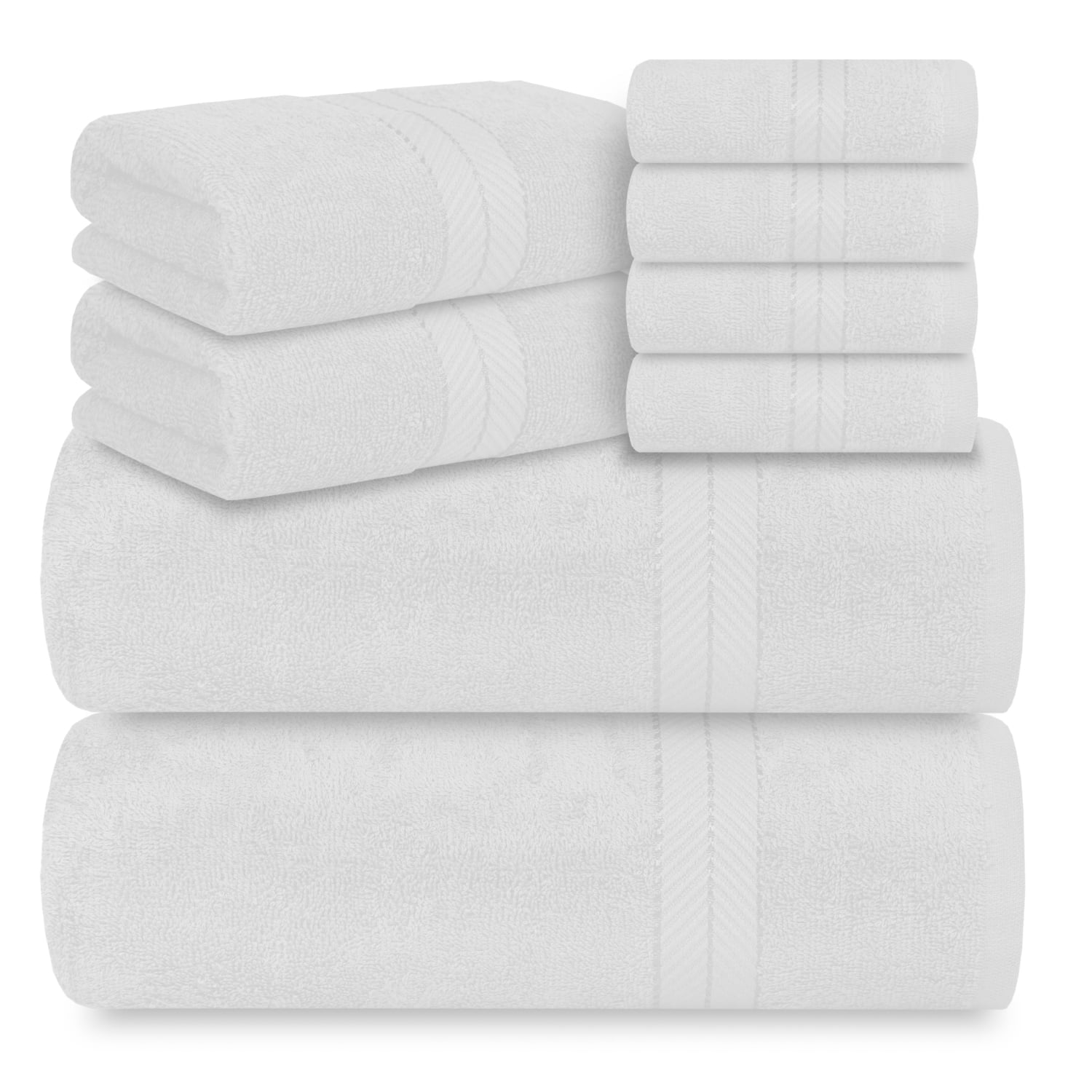 Casa Lino 8Pc Premium Bath Towel Set (2 Bath Towels, 4 Washcloths, 2 ...