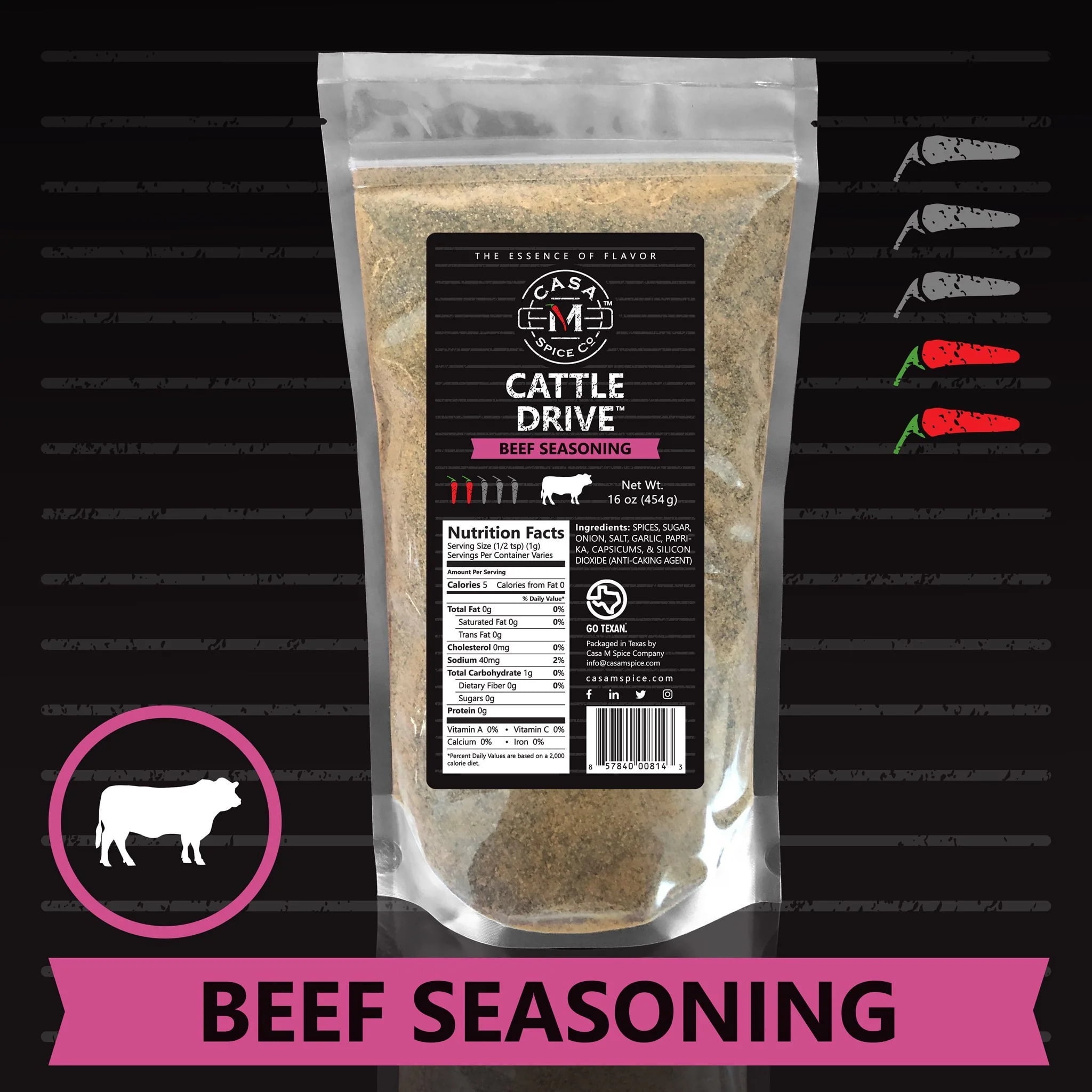 Casa M Spice Co® Cattle Drive® Beef Seasoning — Gourmet Steak Rub Rib ...