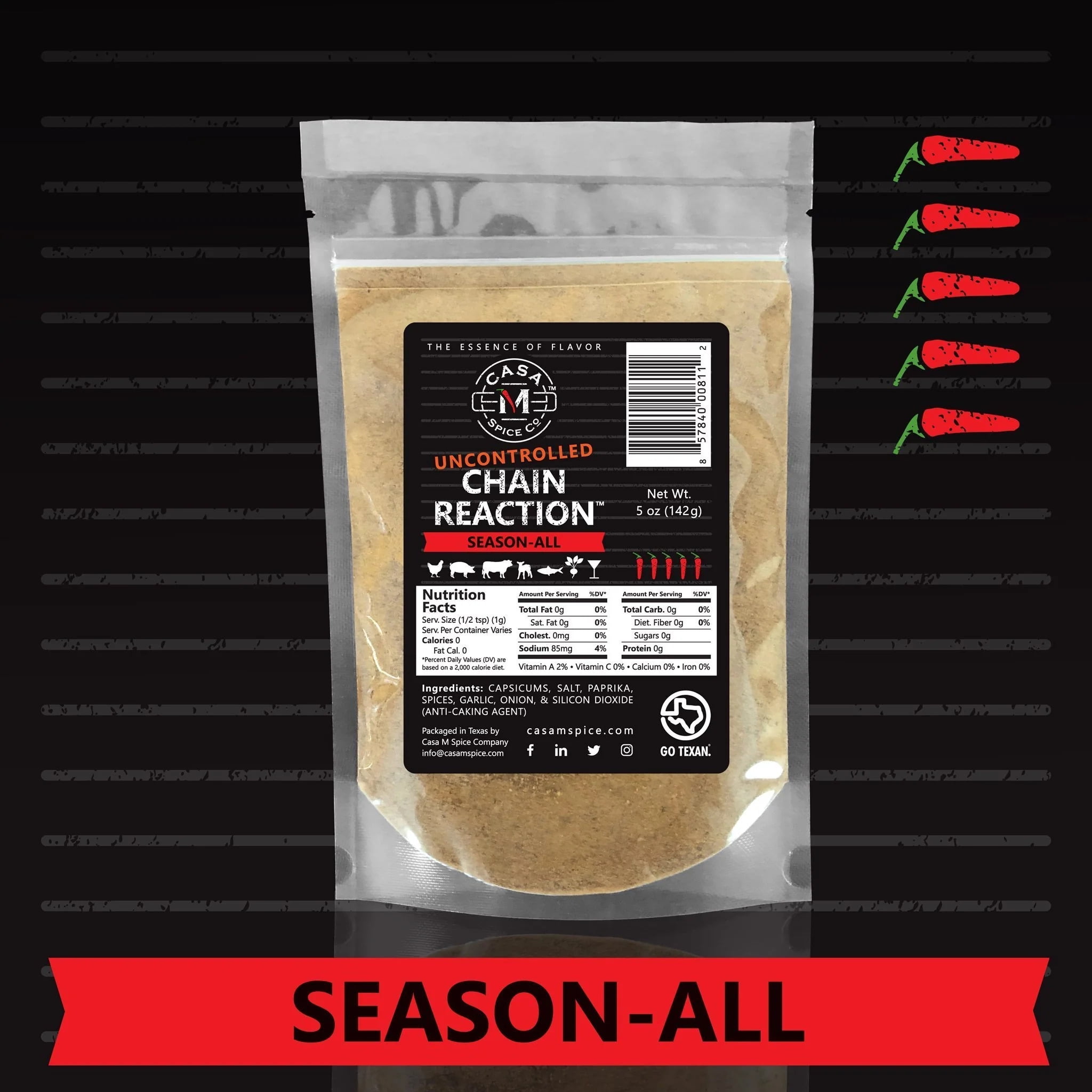 Casa M Spice Co® Uncontrolled Chain Reaction® Season-All — Gourmet All Purpose Seasoning • Low ...