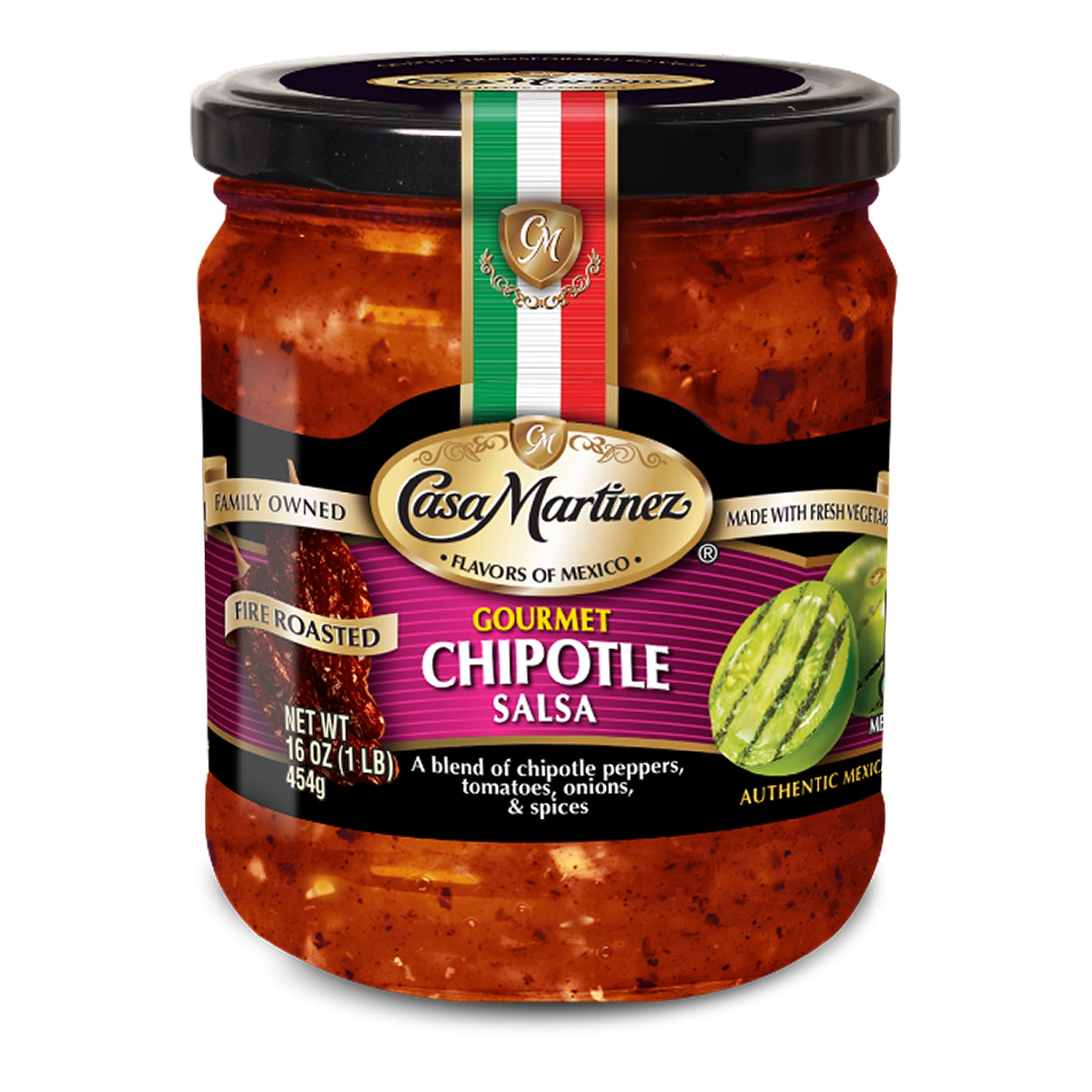 CASA MARTINEZ Medium Fire Roasted Chipotle Salsa 16 oz Authentic ...
