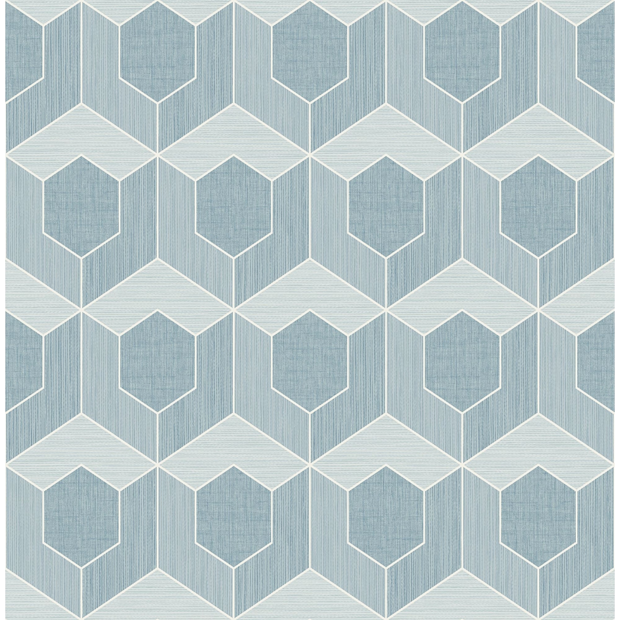 Casa Mia 3D Hexagon Paper Non-Pasted Wallpaper Roll 33'Lx20.5"W - Blue ...