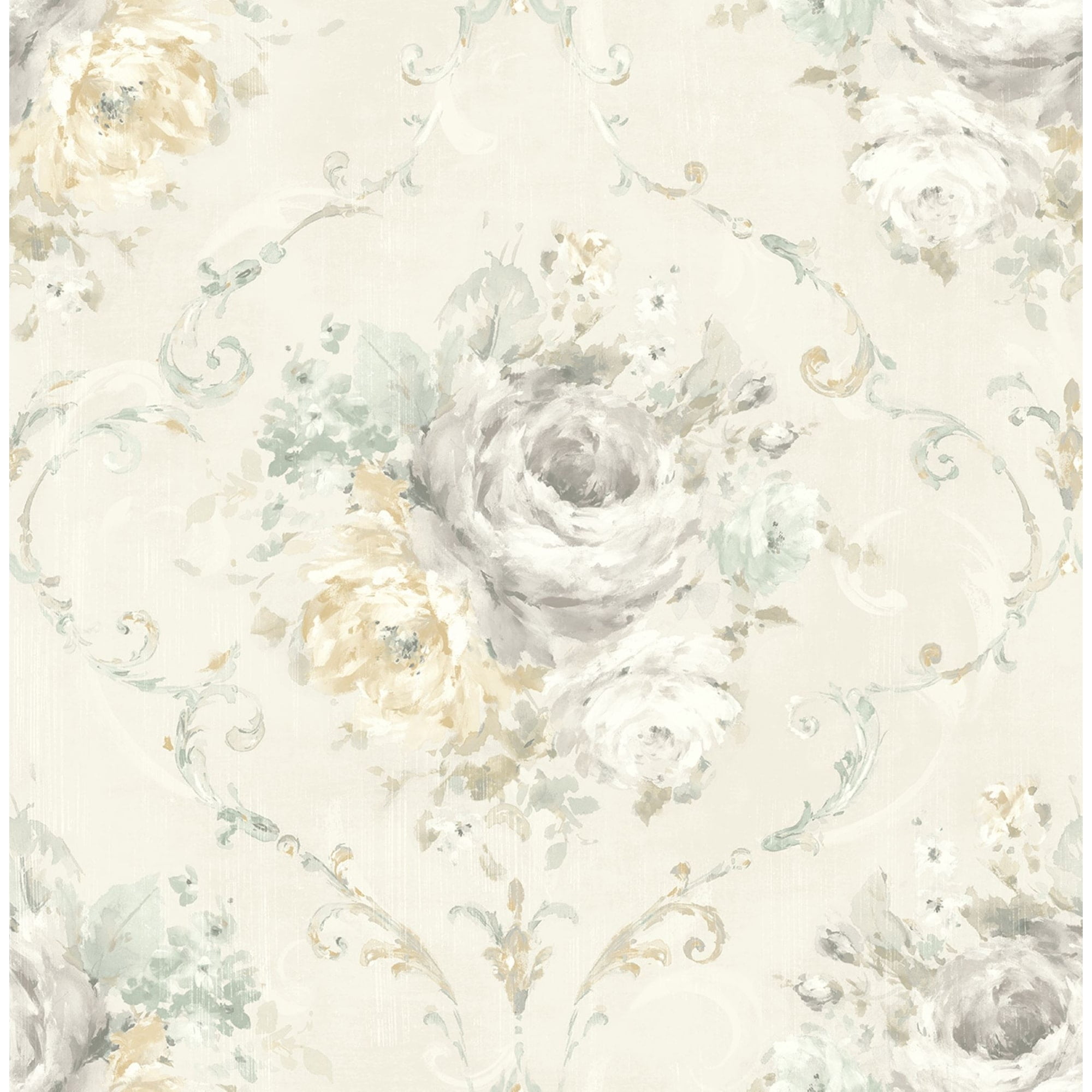 Casa Mia Bouquet Paper Non-Pasted Wallpaper Roll Grey & Multicolor 33'L ...