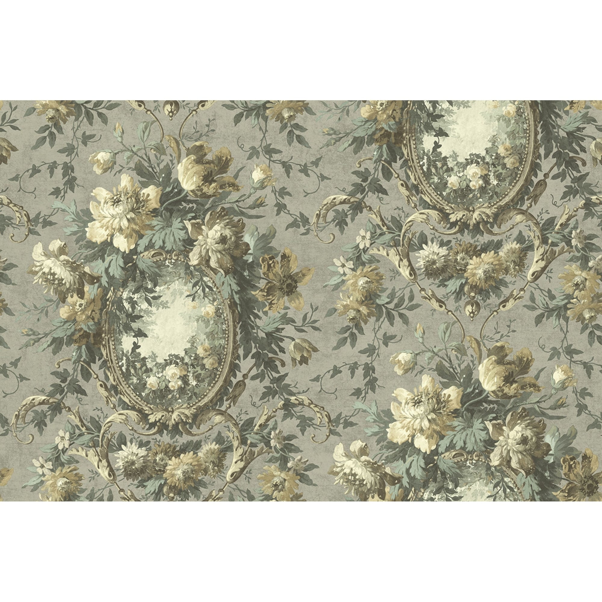 Casa Mia Floral Cameo Paper Non-Pasted Wallpaper Roll 27'L x 27"W ...