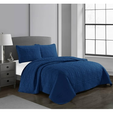 Luxury Home, 5-Piece Seychelle Quilt Set,Navy - Walmart.com
