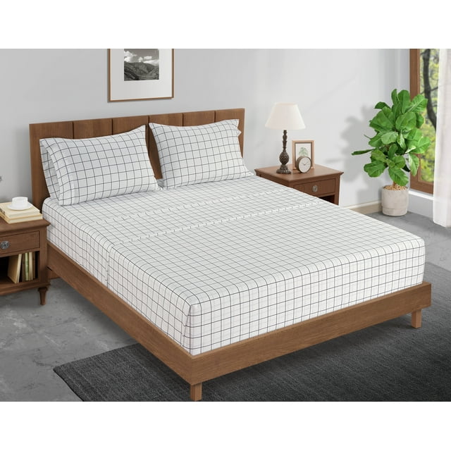 Casa Platino 100% Cotton 4 Piece Percale King Size Bed Sheets Set, Fits ...