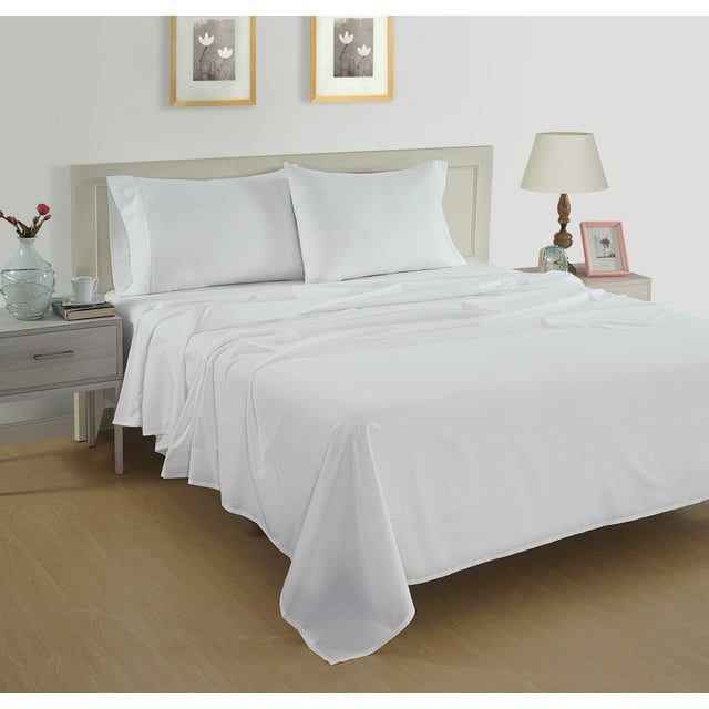 Casa Platino 100 Cotton 4 Piece Pure Percale King Size Bed Sheets Set