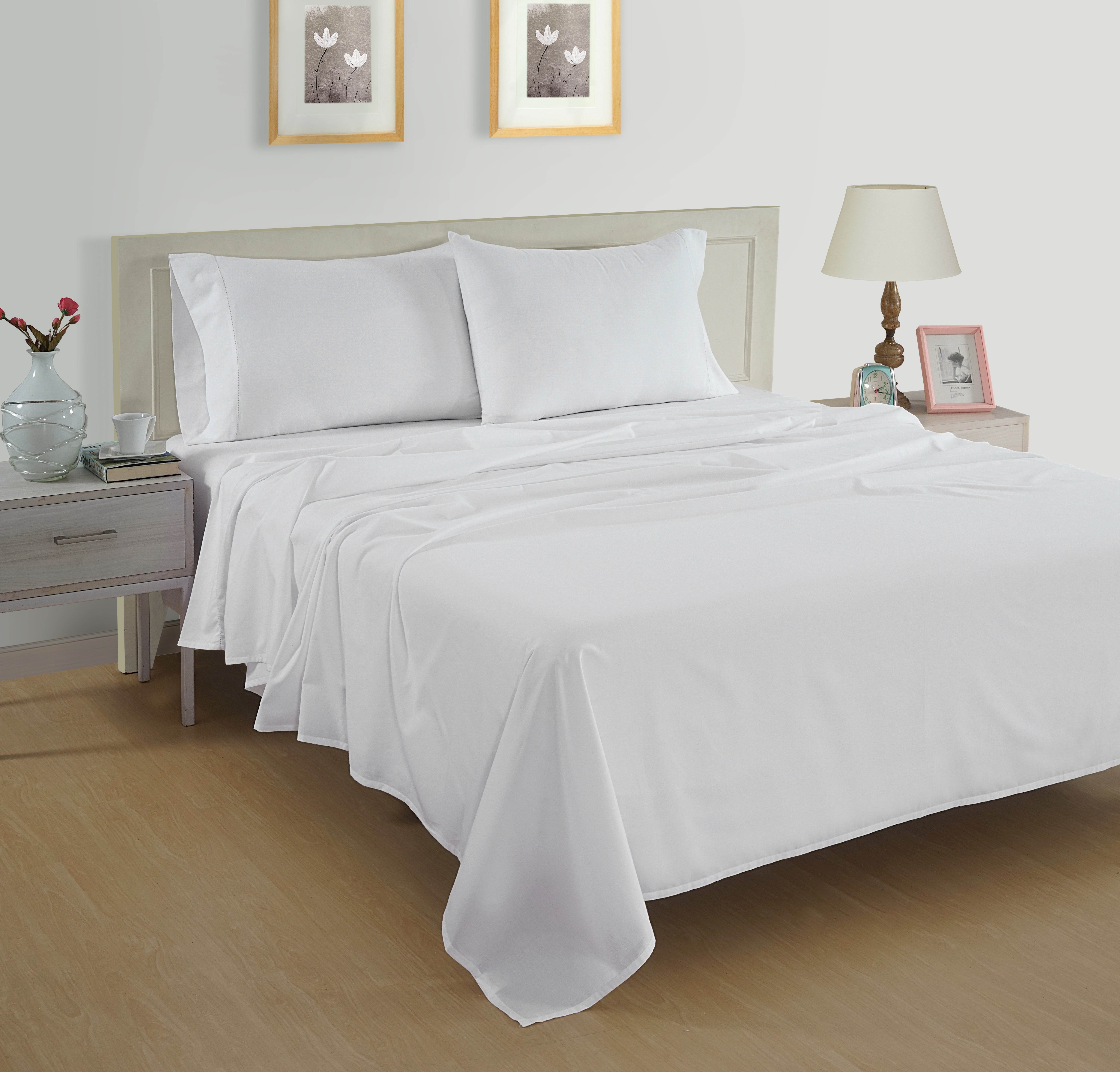 Casa Platino 100% Cotton 4 Piece Pure Percale Queen Size Bed Sheets Set ...