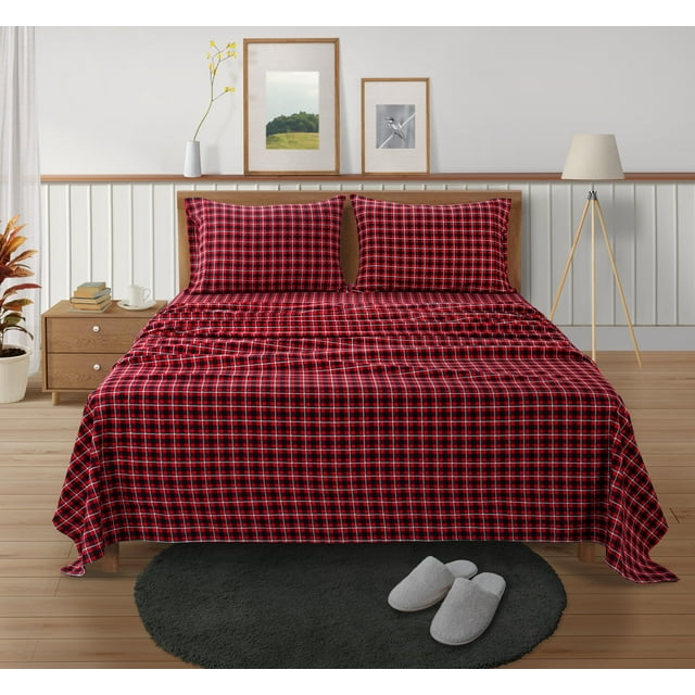 Casa Platino 100% Cotton Flannel Sheet Set, 4 Piece Deep Pocket Bedding ...