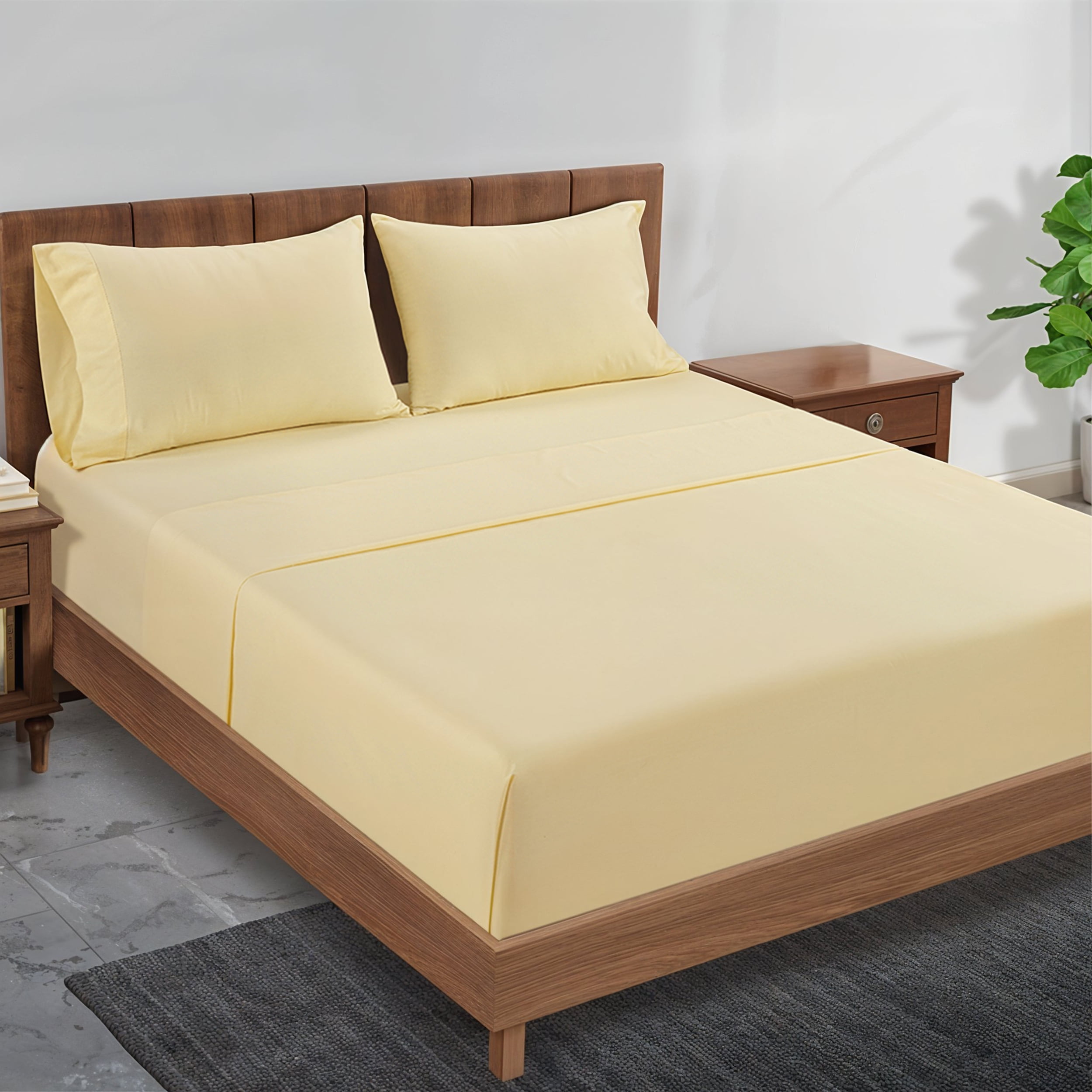 Casa Platino 100% Cotton Full Size Bed Sheet Set of 4, Fit Mattress ...