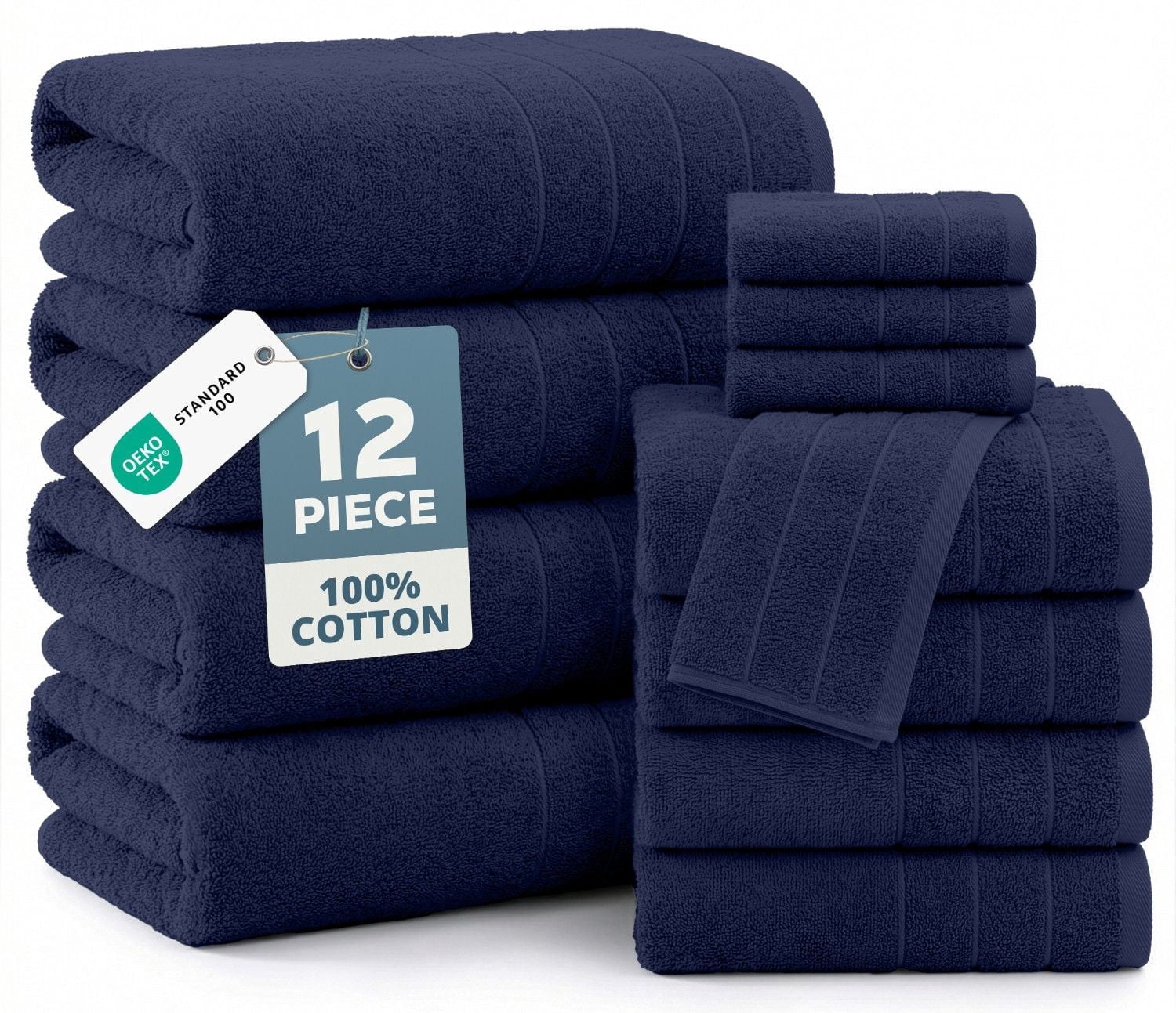Casa Platino 12-Piece Luxury Cotton Towel Set - 4 Bath Towels, 4 Hand ...