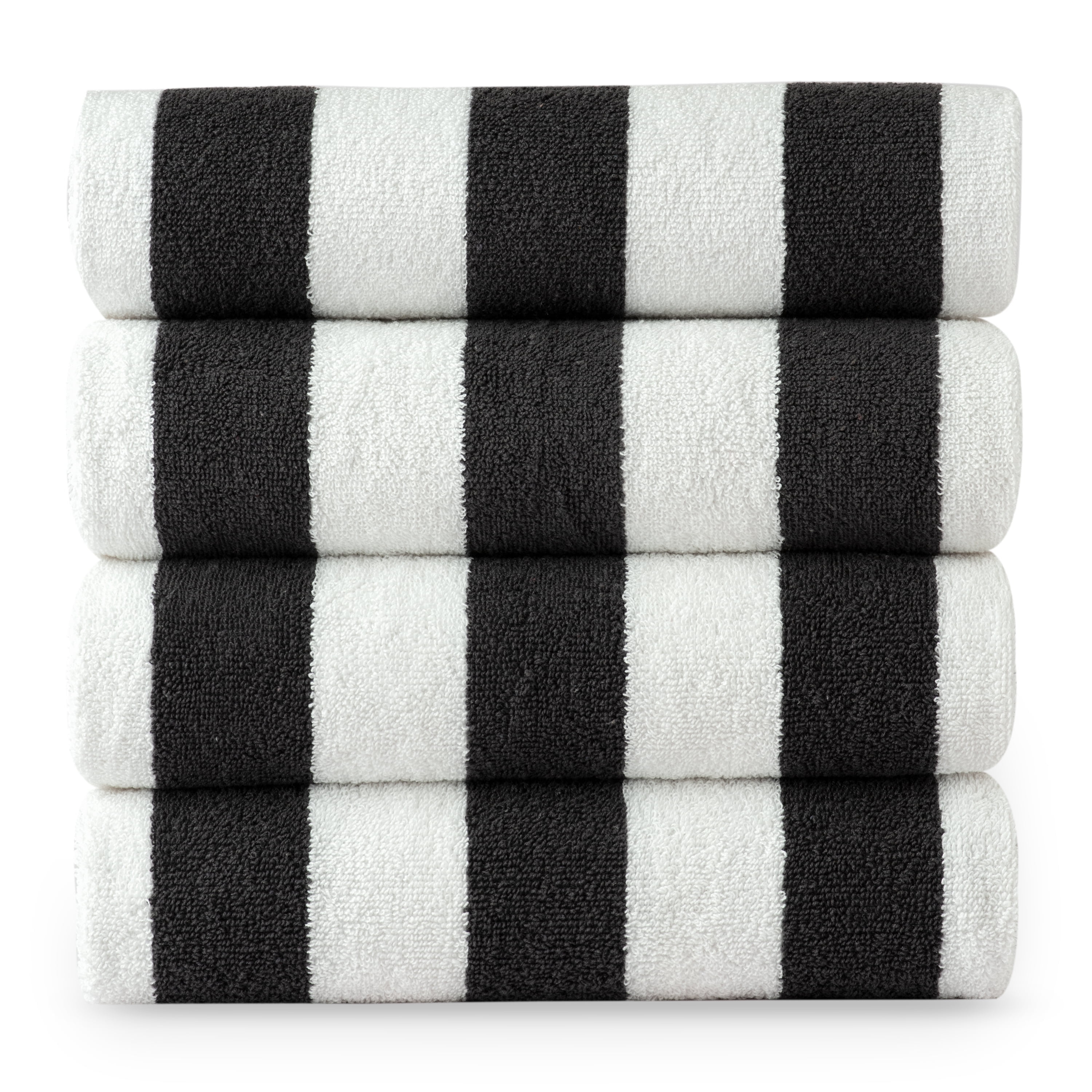 Casa Platino 4 Pack Caban Stripe Beach Towel Set, Oversized Beach Towel ...