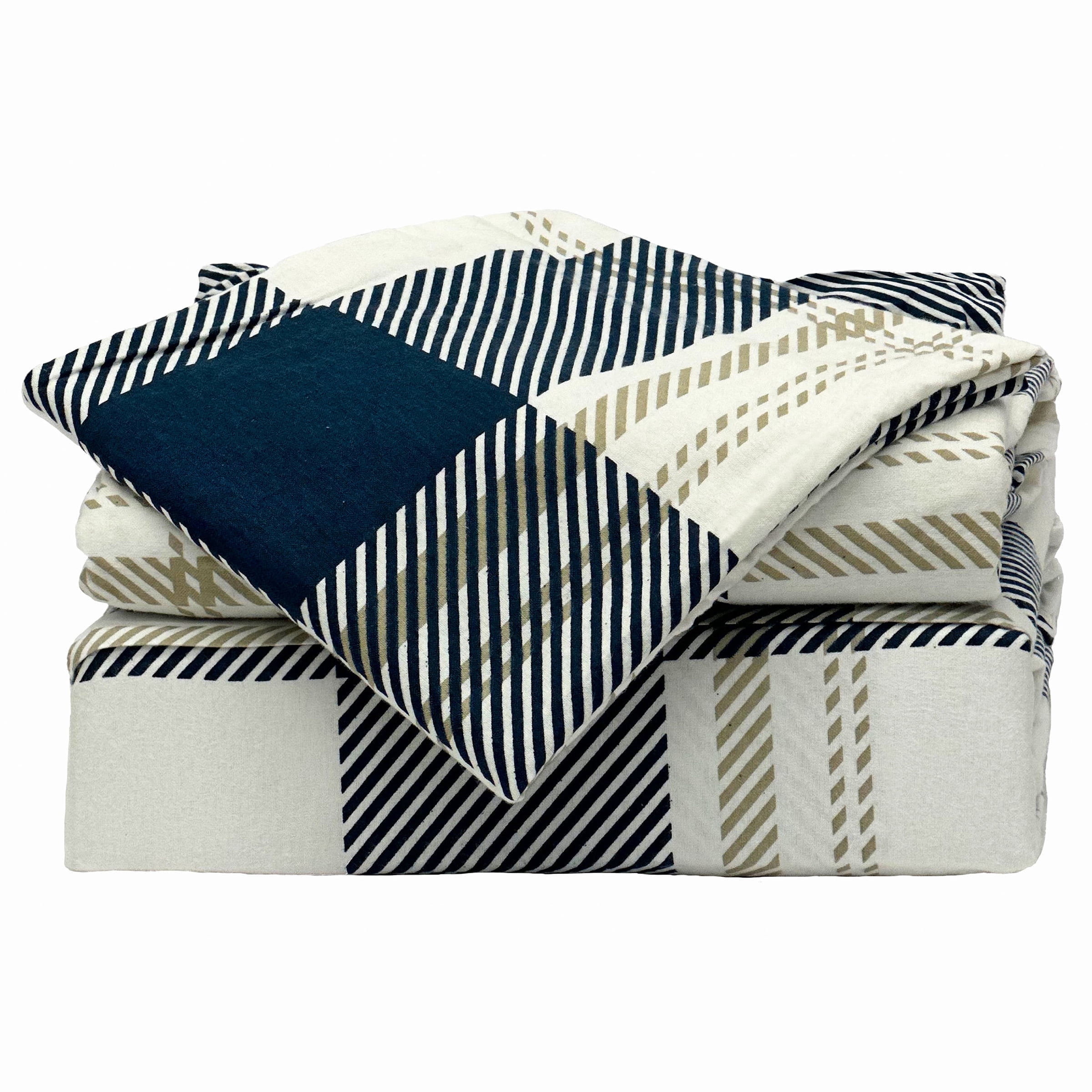 Casa Platino 4 Piece Flannel Bed Sheet Set, 100% Cotton King Deep ...