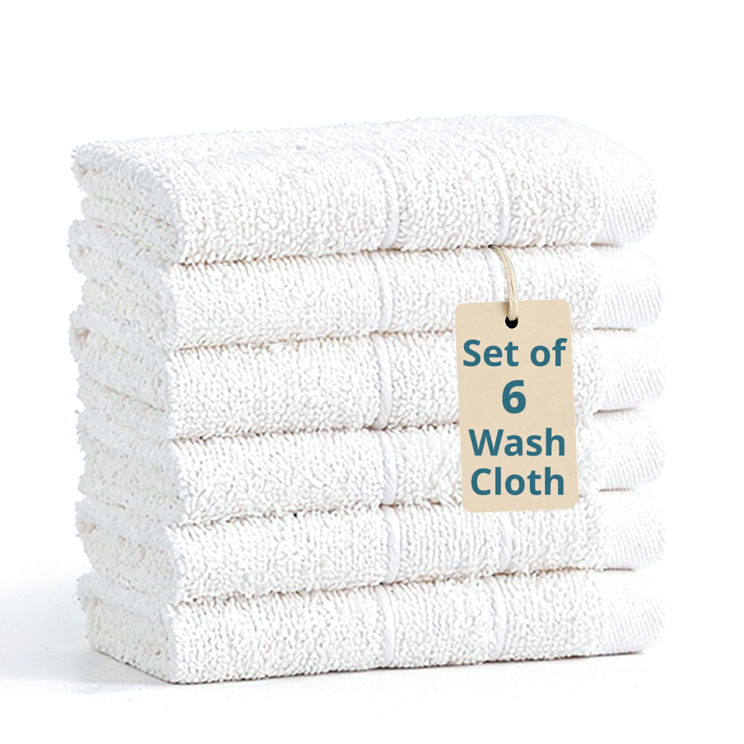 Casa Platino 6 Piece Wash Cloths, 100% Cotton Soft & Absorbent ...