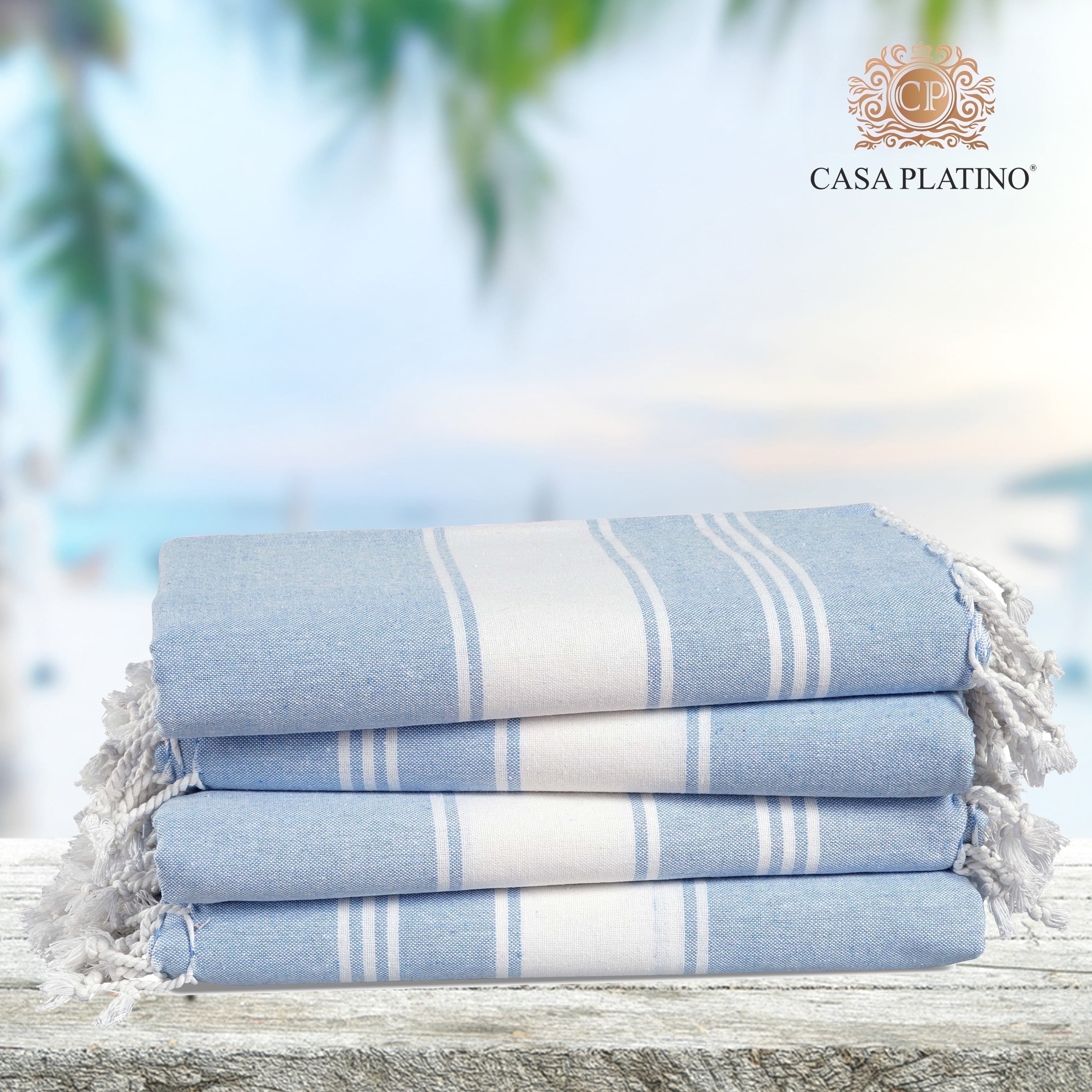 Casa Platino Cotton Oversized Beach Towels 39x71 Inches Sky Blue ...