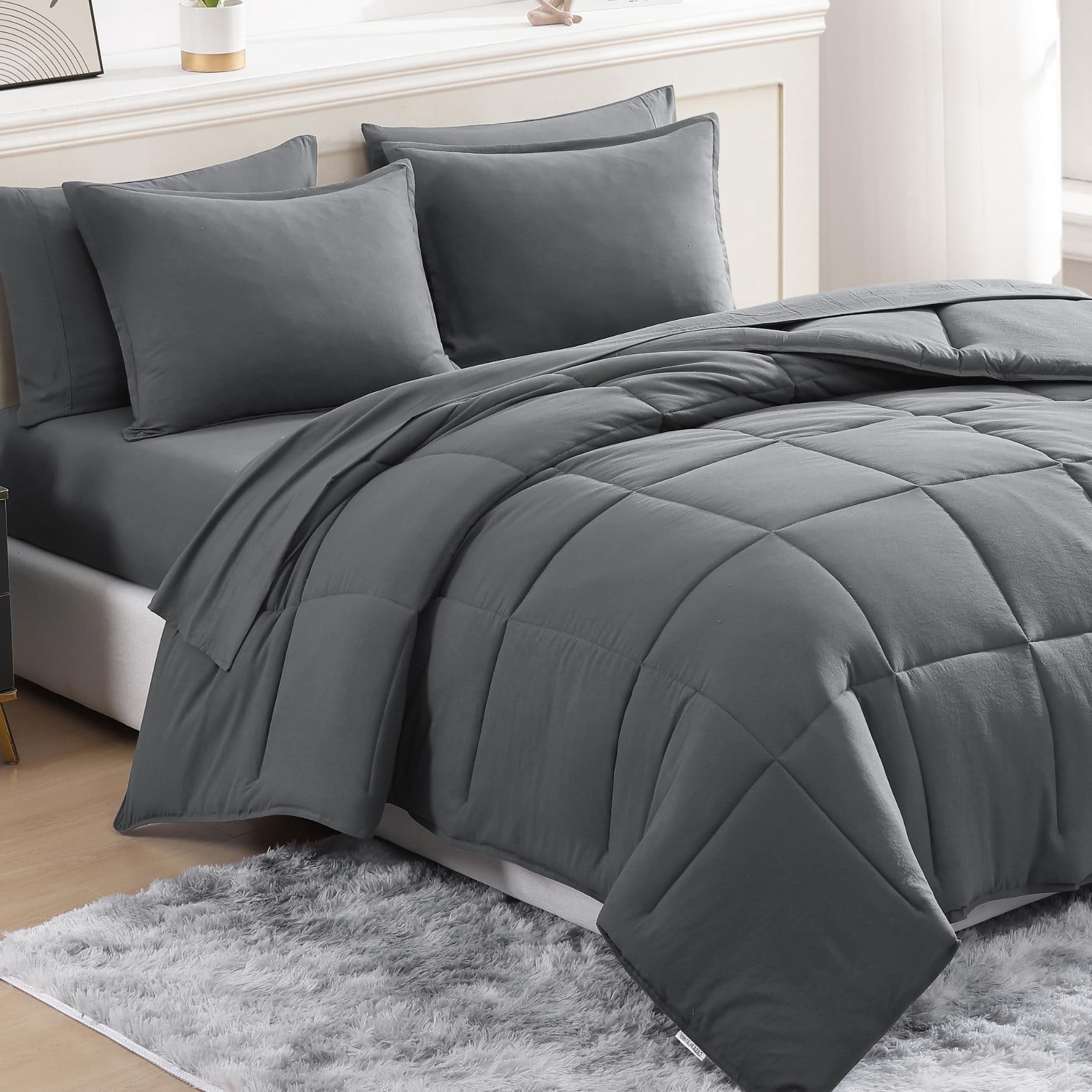 Casa Platino Full Size Comforter Set 7 Pieces Pre-Washed - Brushed ...