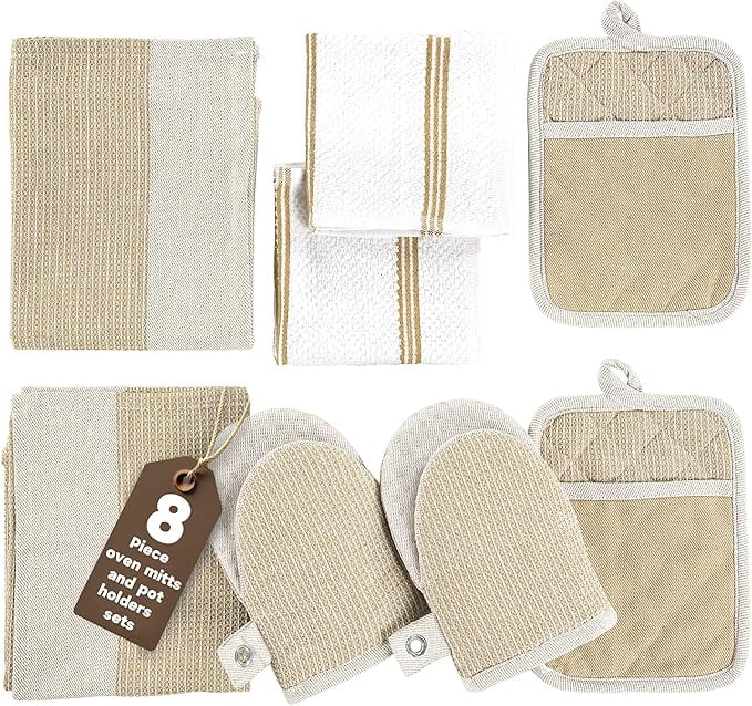 Casa Platino Kitchen Set Pack of 8, Oven Mitts Pot Holders Pad and ...