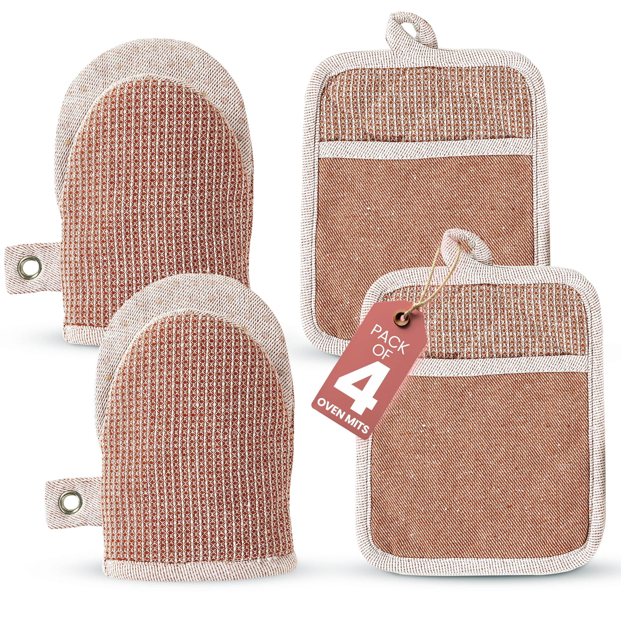 Casa Platino Oven Mitts and Pot Holders Set, Pack of 4, Heat Resistant ...