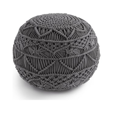 Edgeley Boho Round Pouf in Grey, Natural Woven Braided Jute - Walmart.com