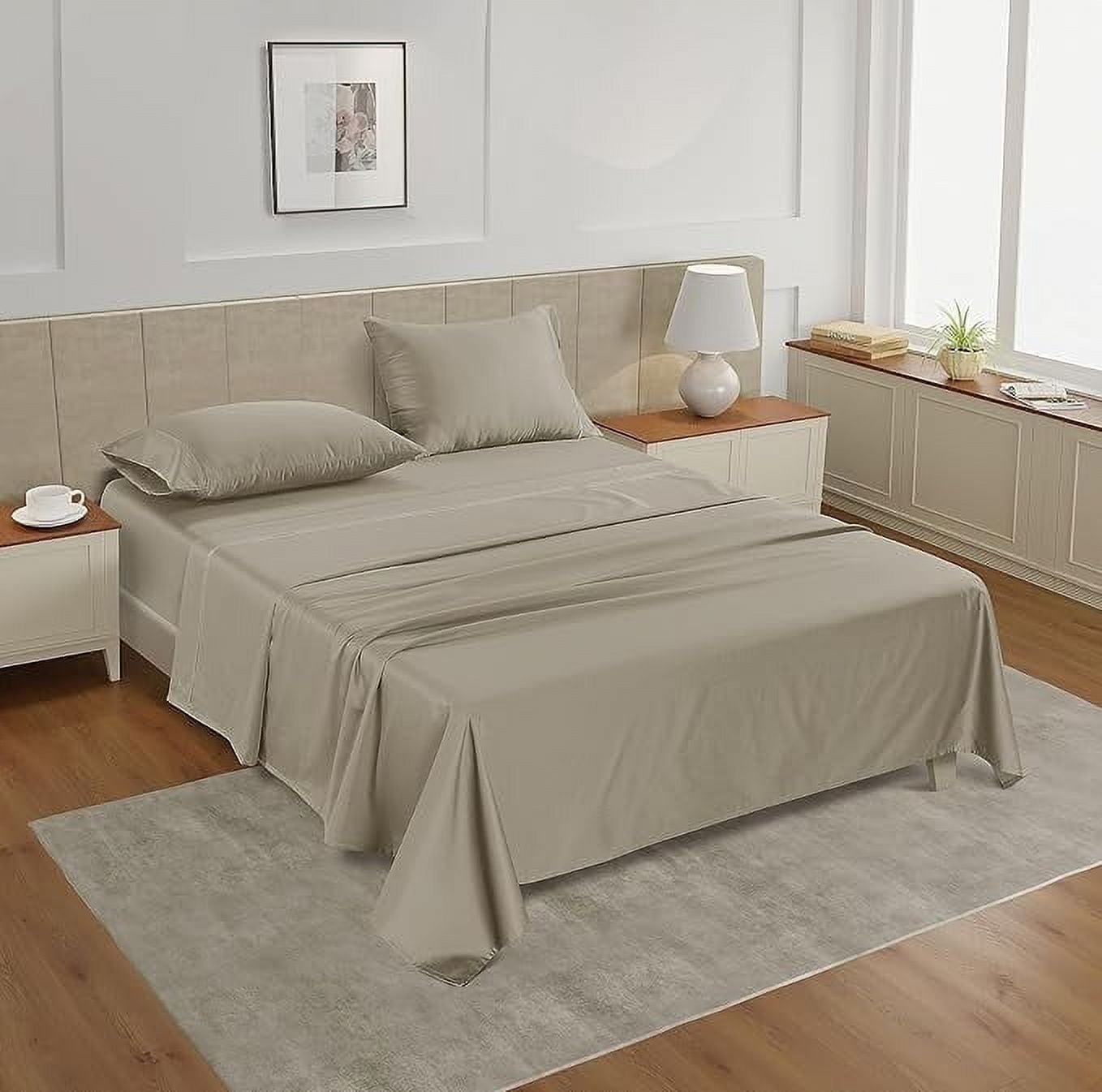 Casa Platino Queen Sheet Set, 4 Pc Queen Size Sheets Set, 450 Thread ...