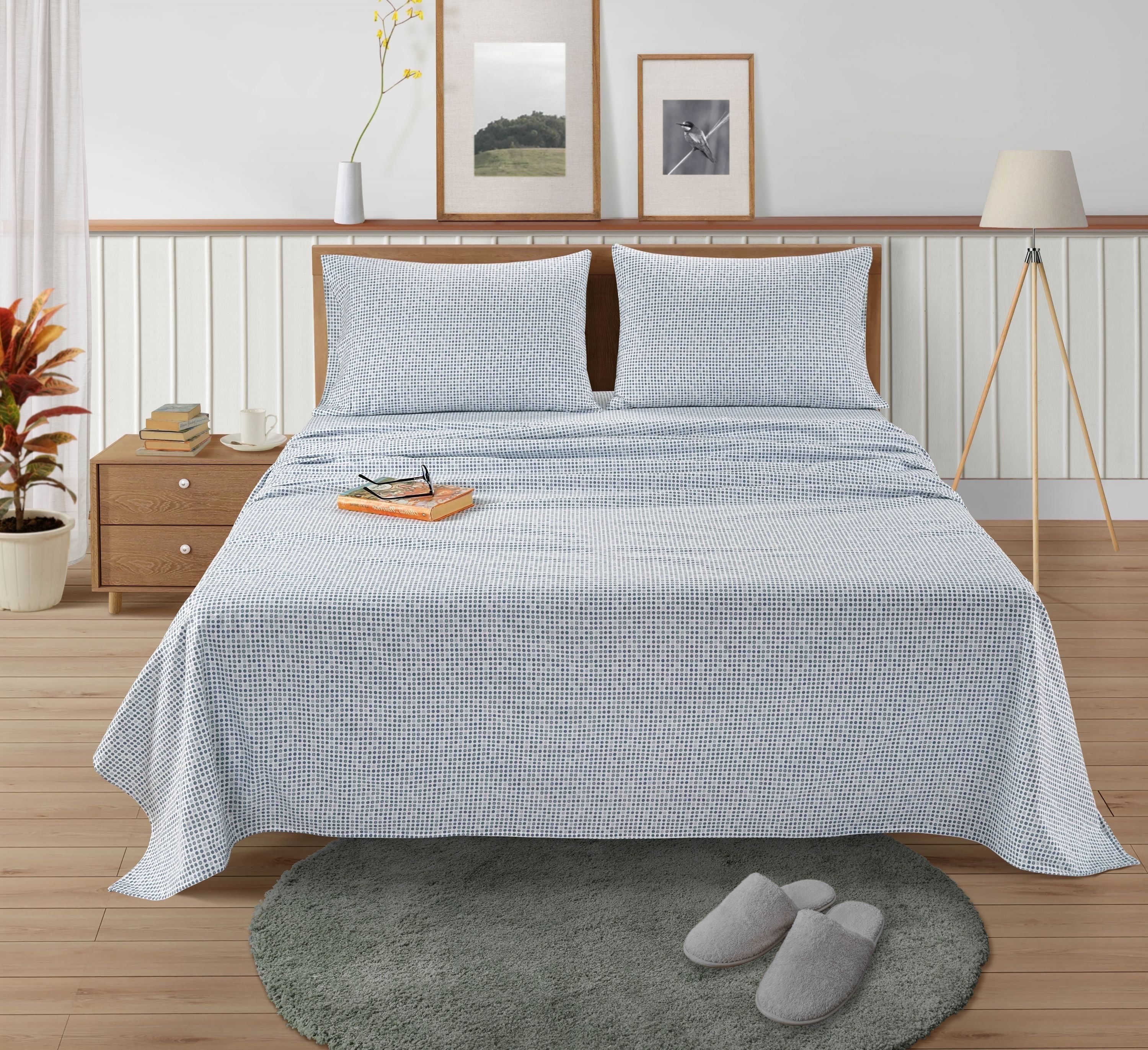 Casa Platino Queen Size Flannel Bed Sheets, 100% Cotton, 4-Piece Set ...