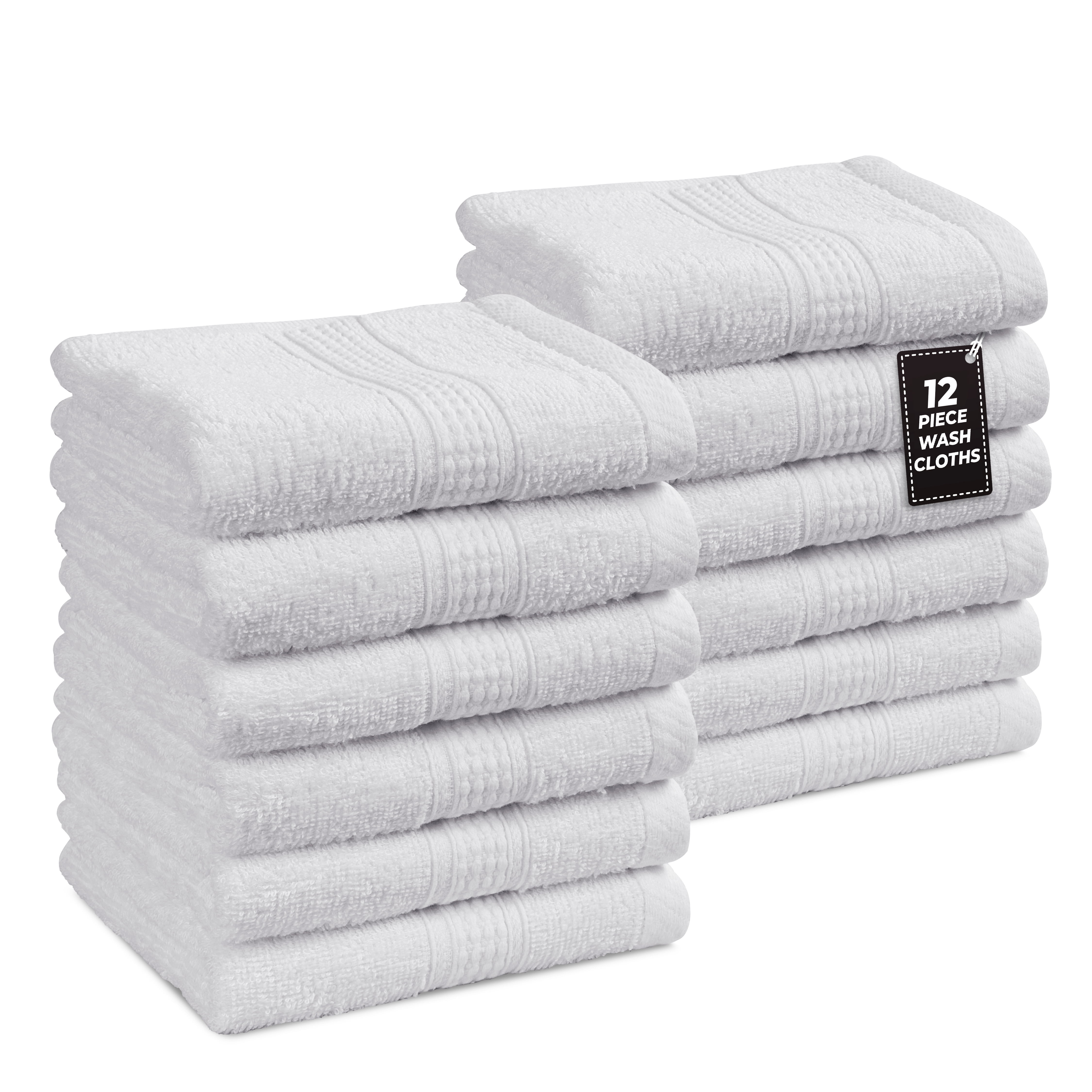 "Casa Platino 12 Pack Bath Shower Washcloths, Luxury Long Staple Cotton ...