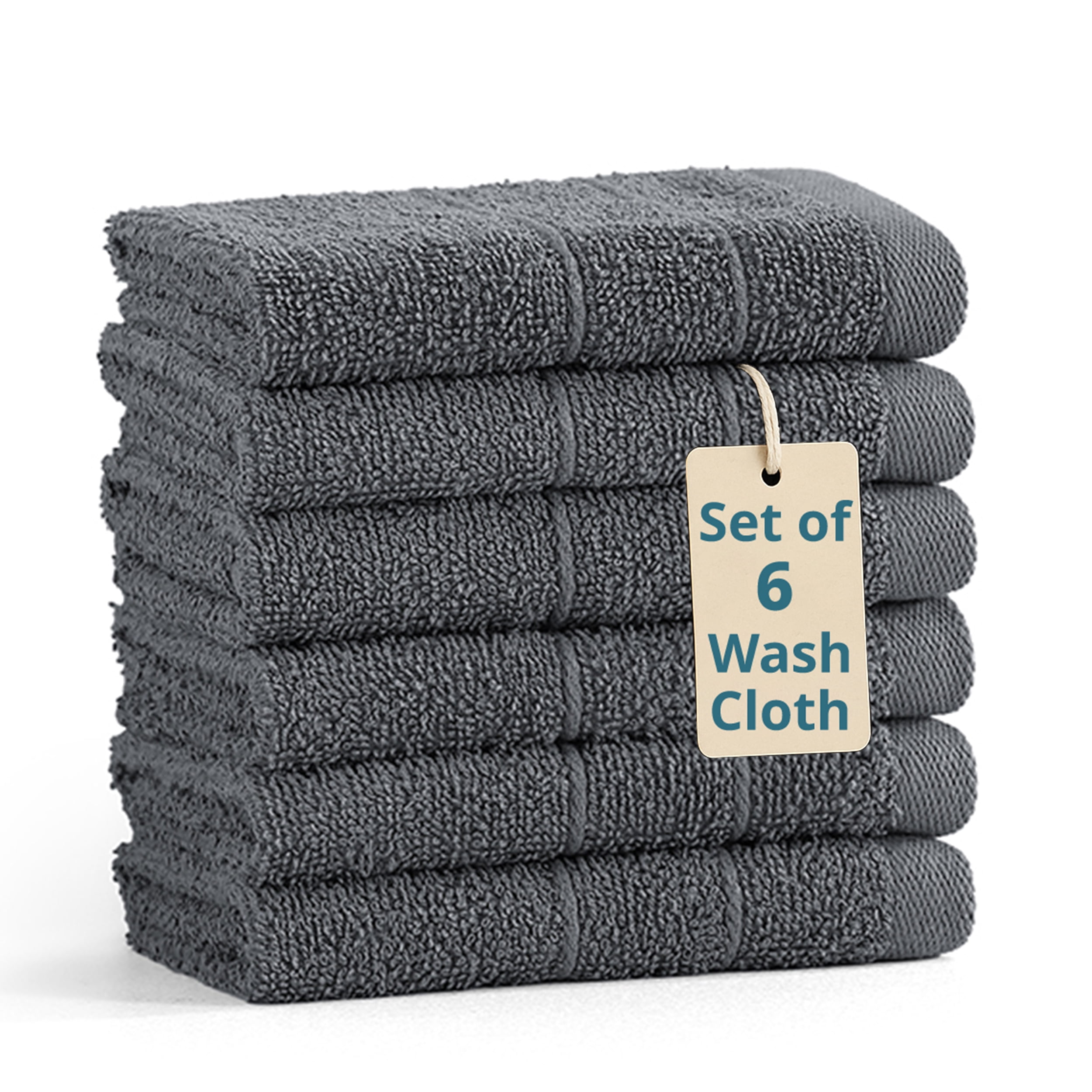 Casa Platino, Washcloths, 6 Pack, 100% Cotton Highly Absorbent ...