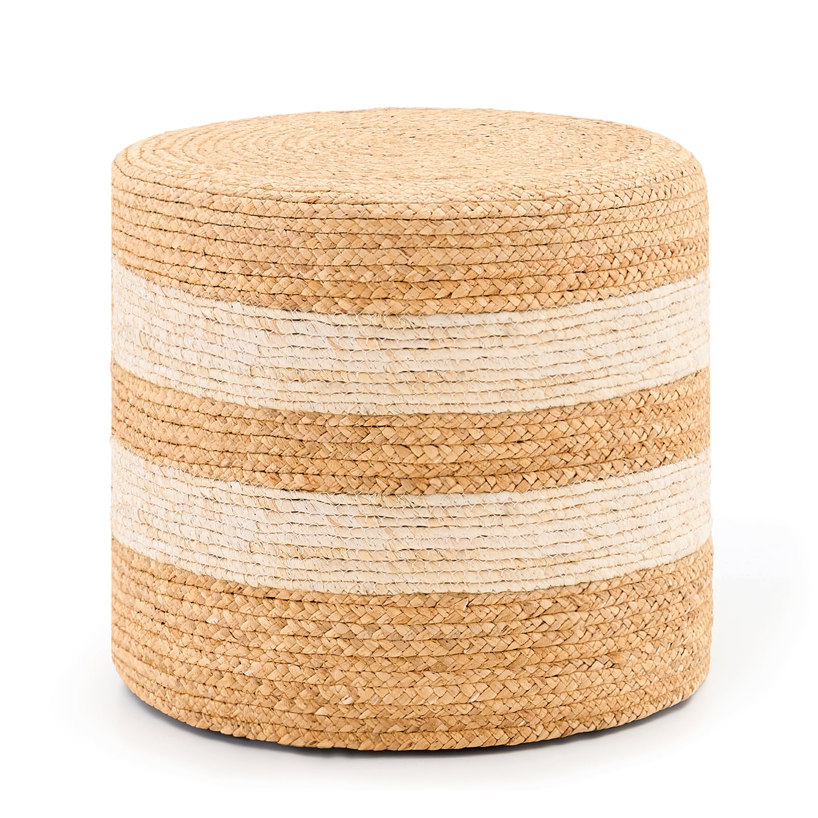 Casa Pura Furniture Handwoven Natural Pouf Ottoman Water Hyacinth ...