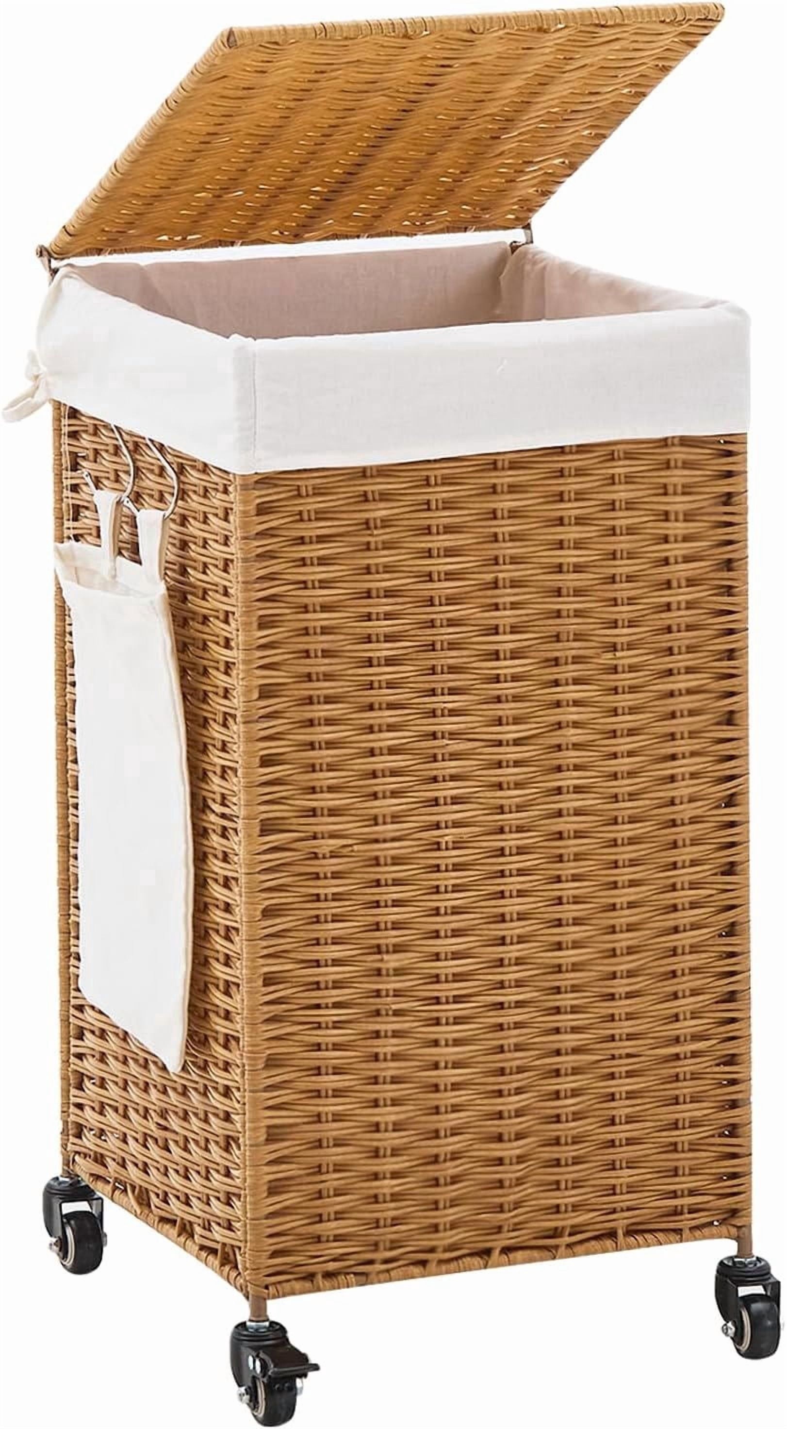 Casa Pura Furniture Handwoven Water Hyacinth Laundry Hamper with Lid ...