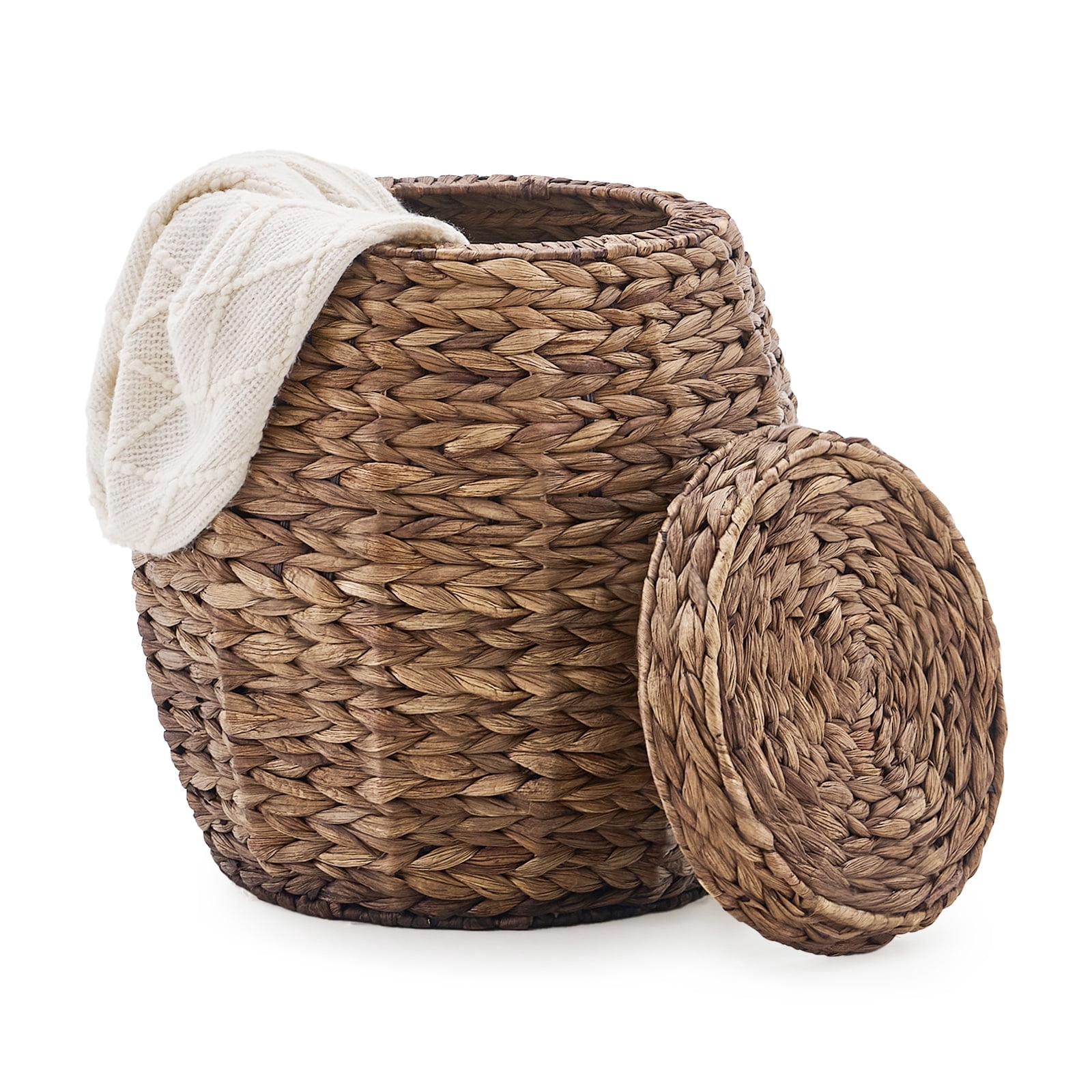 Casa Pura Water Hyacinth Storage Basket with Lid, 15.7x15.7x17 ...