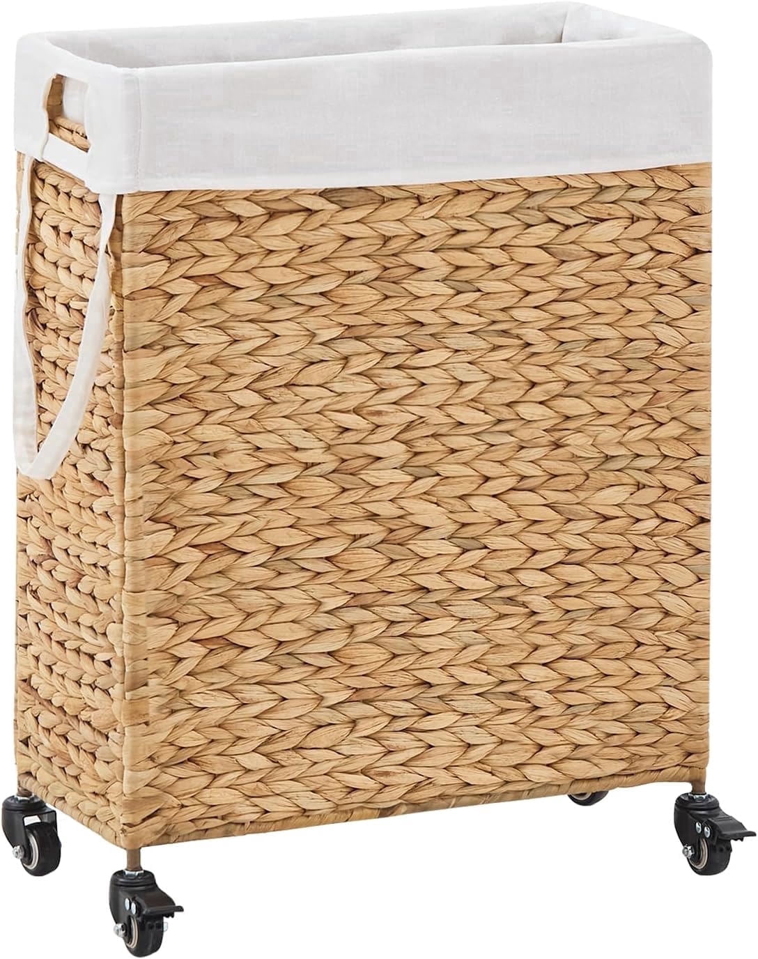 Casa Pura Furniture Slim Rolling Handwoven Water Hyacinth Laundry ...