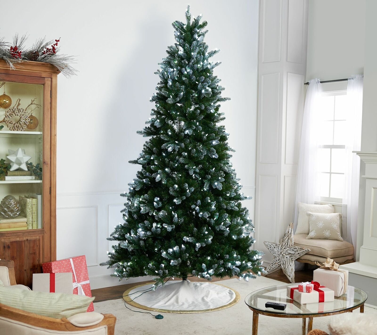 Casa Zeta-Jones 9' Doulgas Fir LED Function Frosted Tree in Silver ...