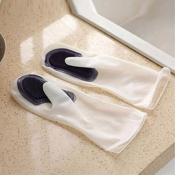 CasaChic 1 Pair Dishwashing Gloves with Soft Brush, Food Grade, Heat ...