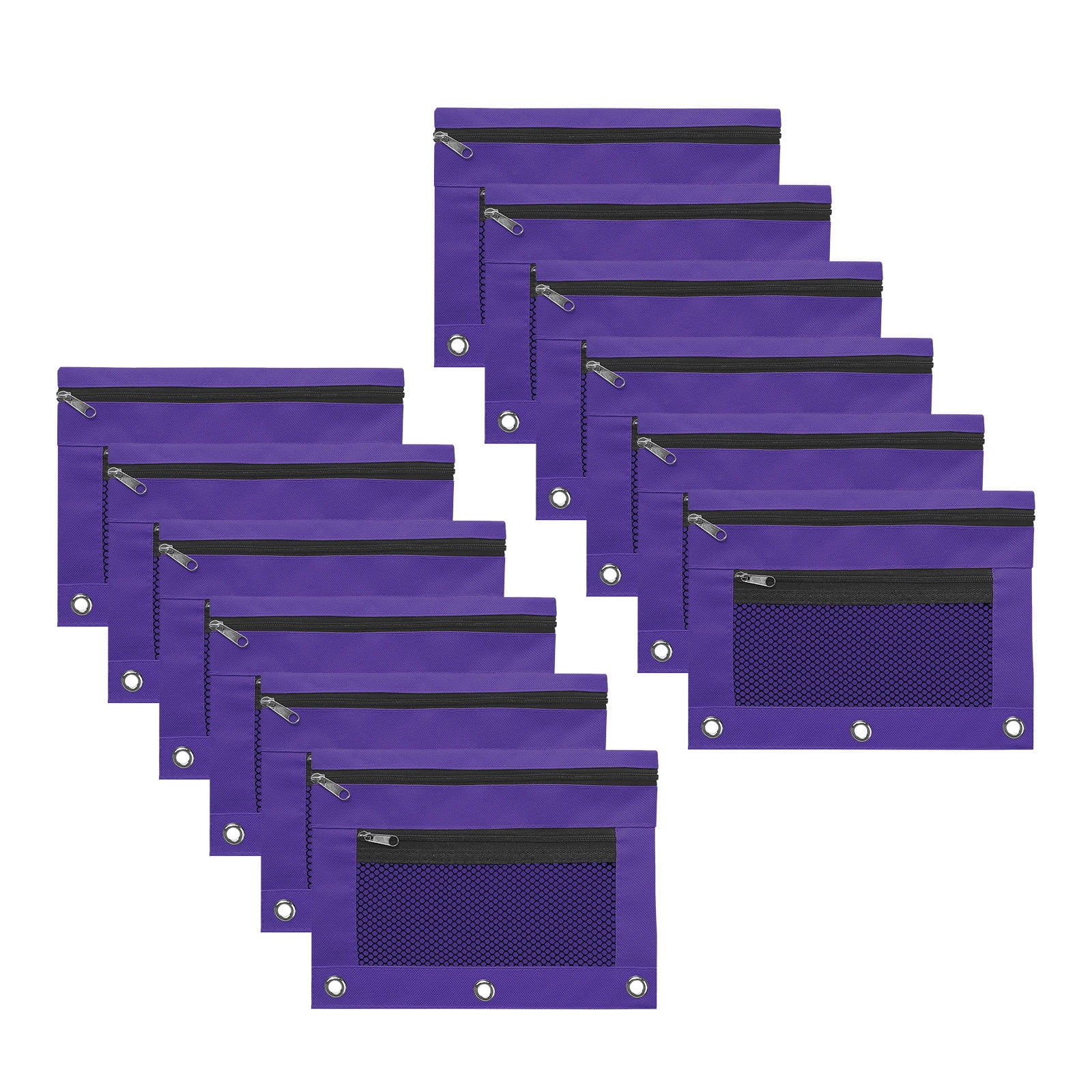 CasaChic 12-Pack Cloth Binder Pencil Case, B5 Size 3-Hole Design ...