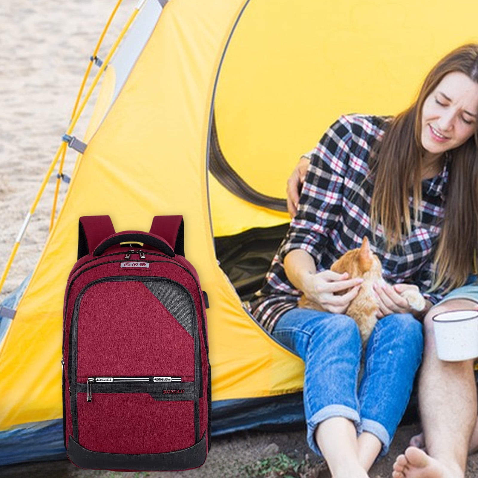 CasaChic 20 Inch Large Capacity Student Backpack - Durable Flax ...