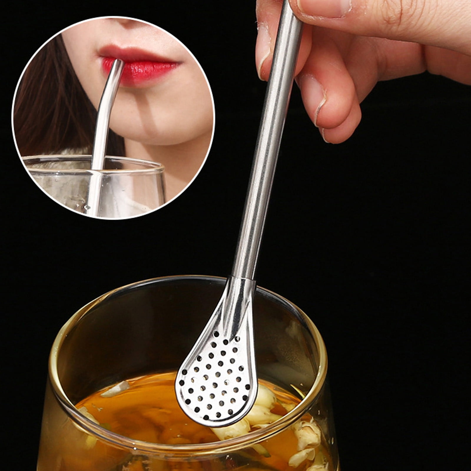 CasaChic 304 Stainless Steel Straw Spoon, 2-in-1 Cocktail Milk Tea ...
